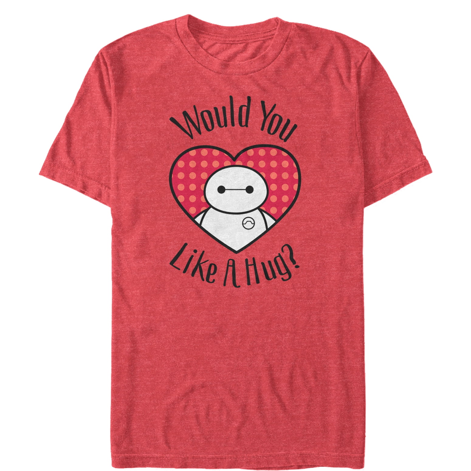 Men's Big Hero 6 Valentine Baymax Likes Hug Graphic Tee Red Heather ...