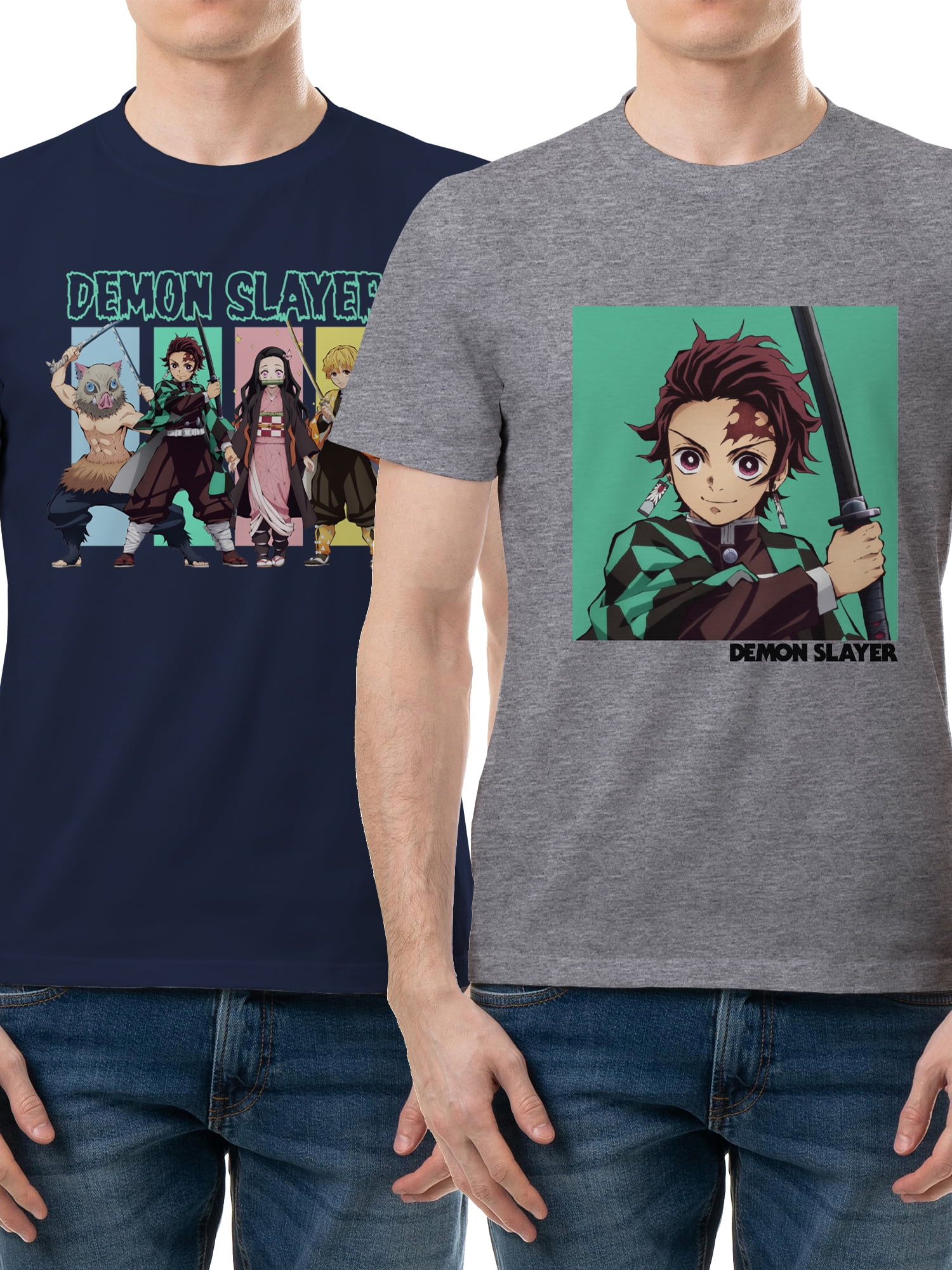 Men's & Big Men's Demon Slayer Short Sleeve Graphic Tees, 2 Pack ...