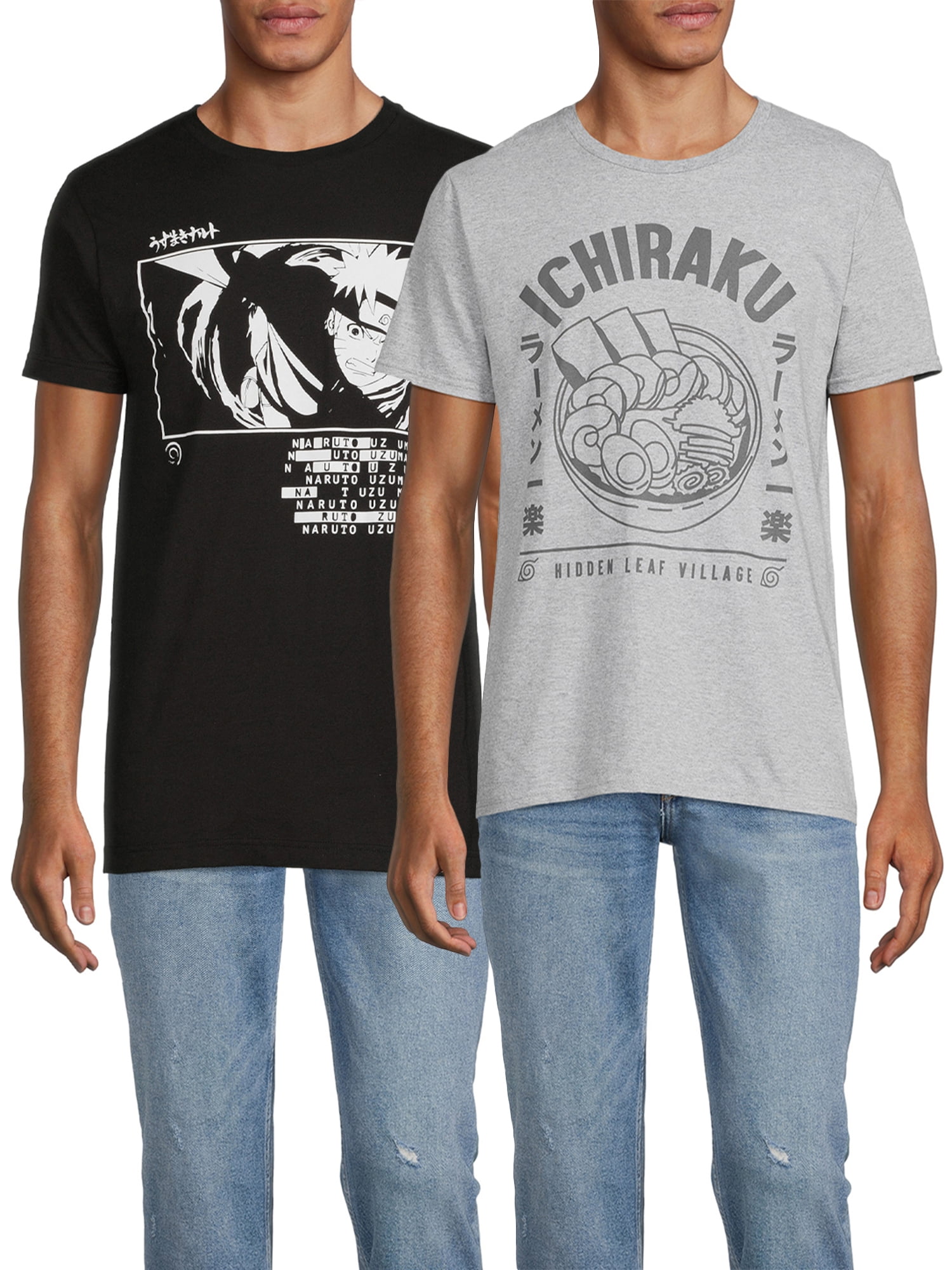 Men's & Big Men's Naruto Graphic Tees 2-Pack, (Size S-3XL), Anime ...