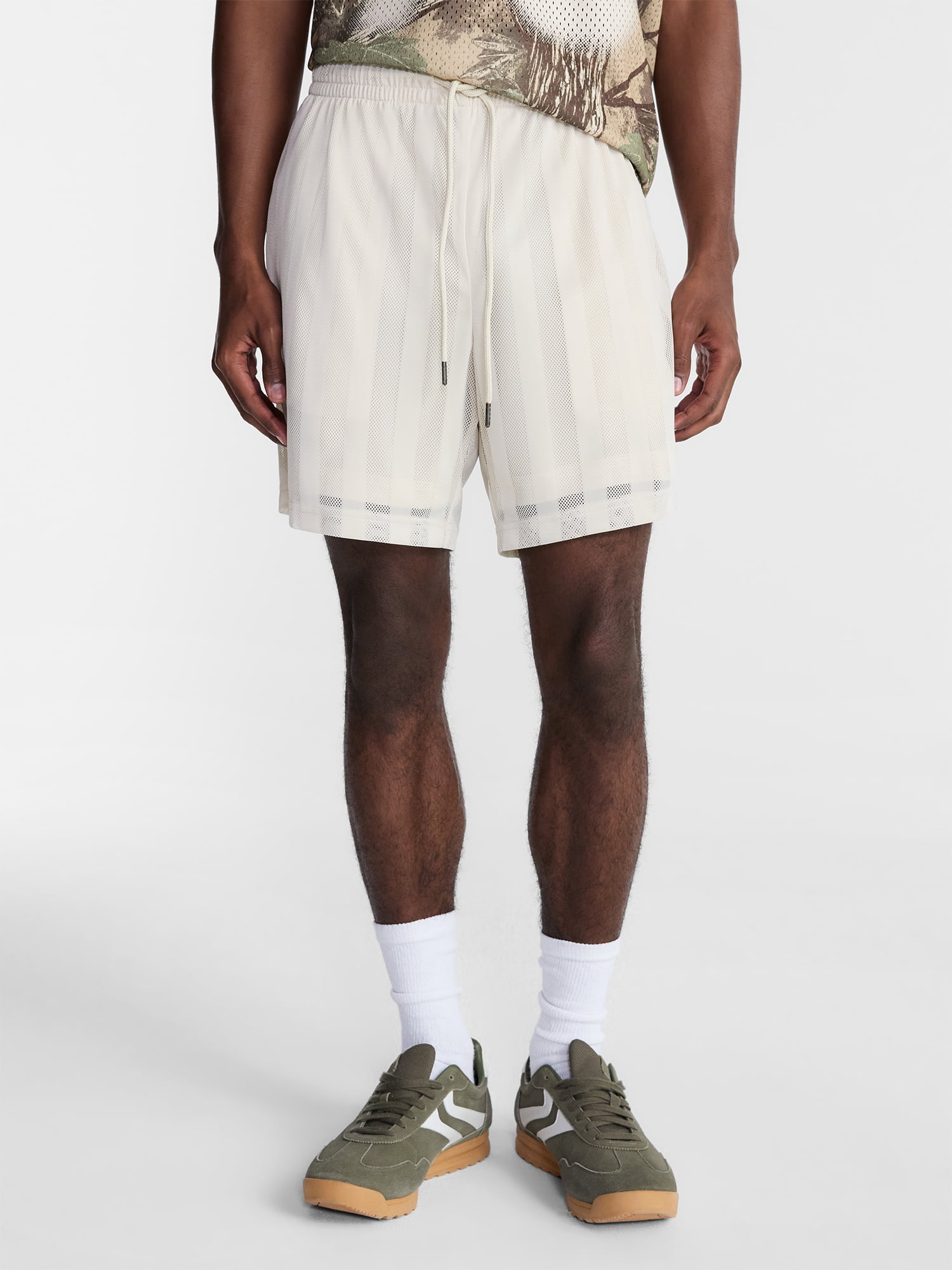 No Boundaries Men's & Big Men's Striped Mesh Shorts, 6.5" Inseam, Sizes ...