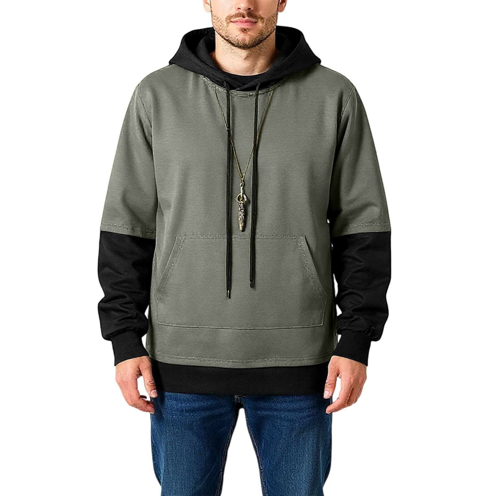 Men's Big Size Loose Leisure Hooded Hood Long Sleeve Upper Garment ...