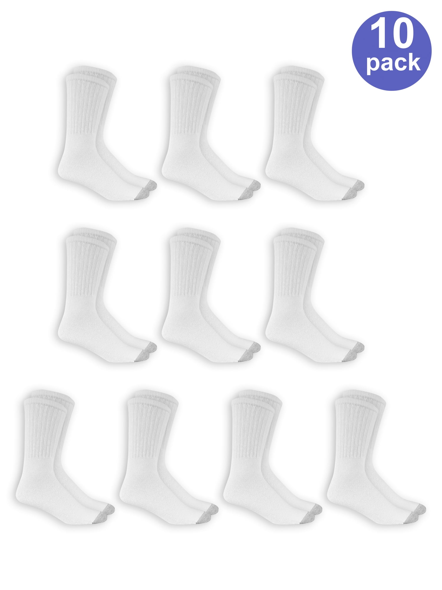Men's Big and Tall Crew Socks 10 Pack - Walmart.com