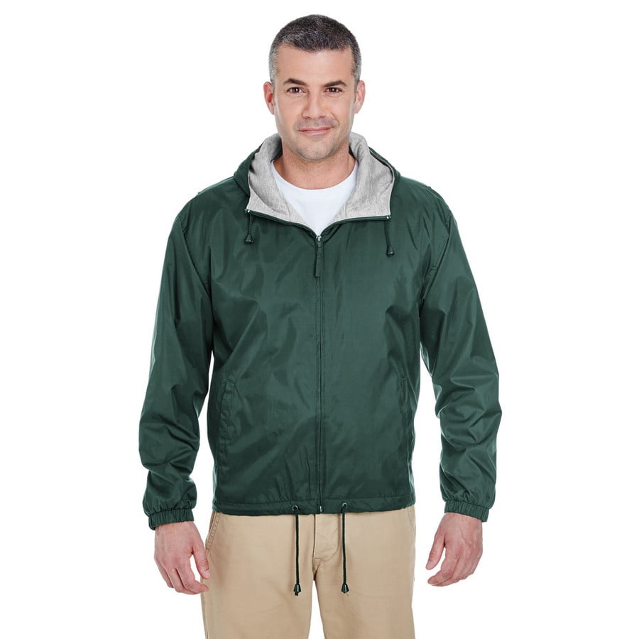 Men's Big and Tall -Lined Hooded Jacket Forest Green Fleece - Walmart.com