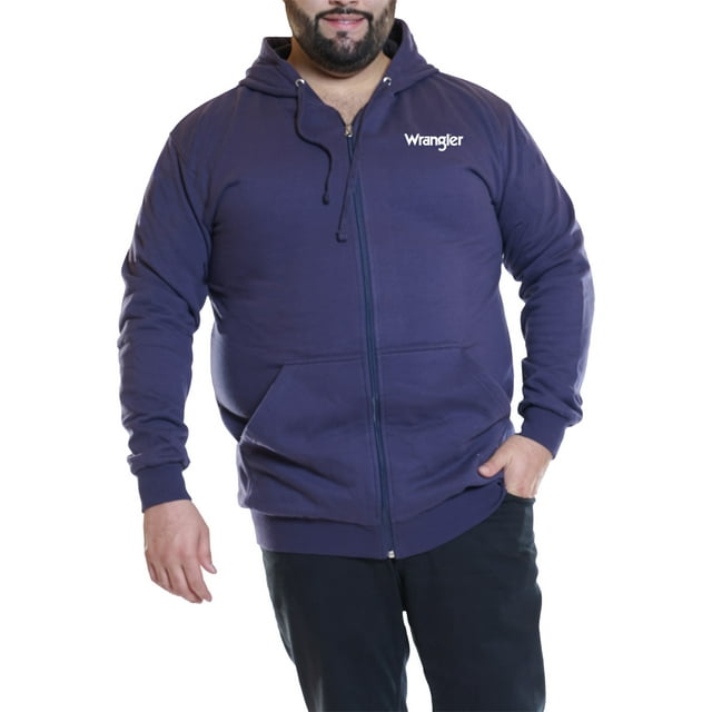 Wrangler Men's Big and Tall Full Zip Thermal Fleece Hoodie, Big size up ...