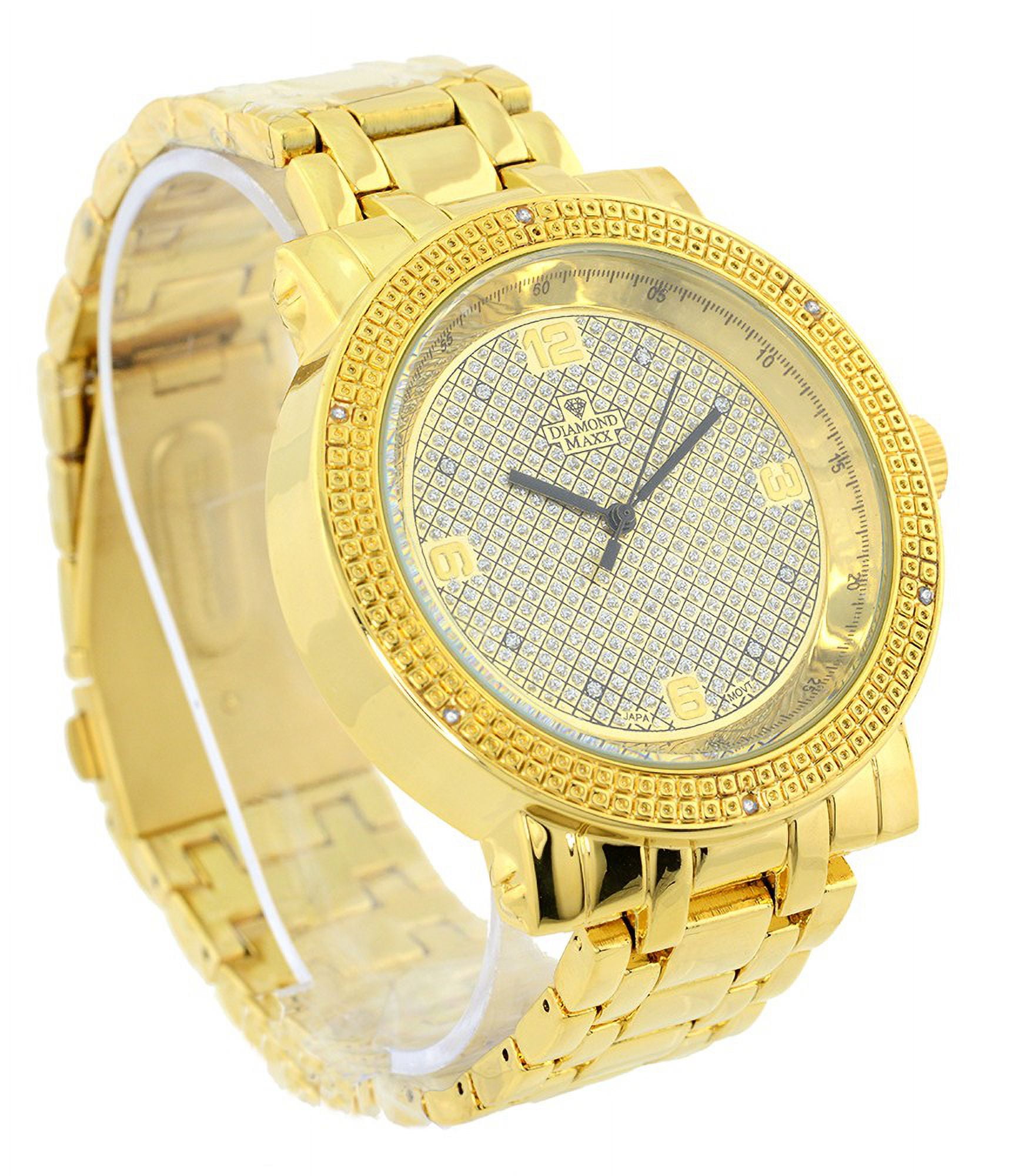 Men's Big diamon gold-tone business watch 50mm 12.5mm thick case ...