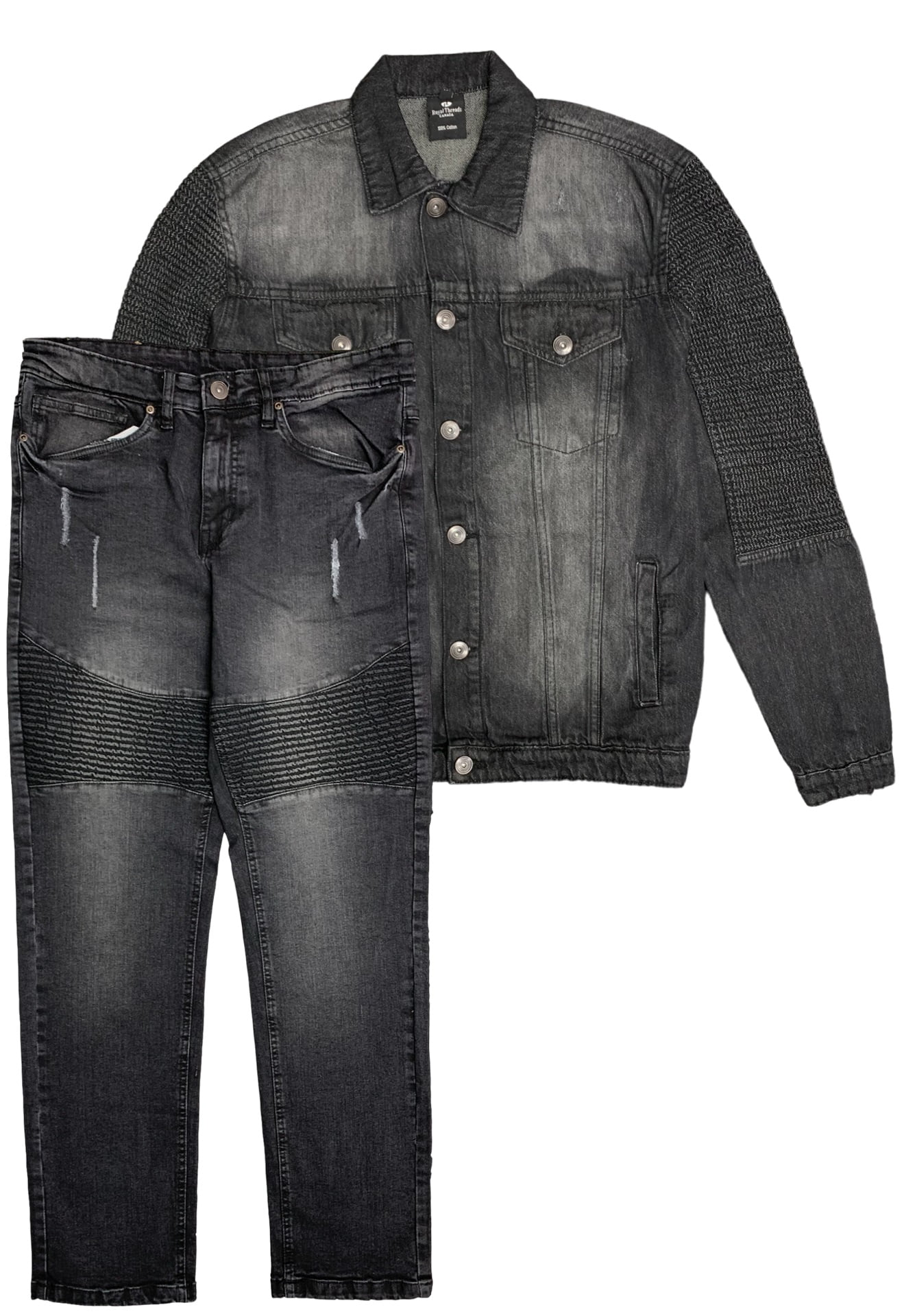 Men's Biker Denim Jean Suit Classic Fit Jacket with Stanard Fit ...