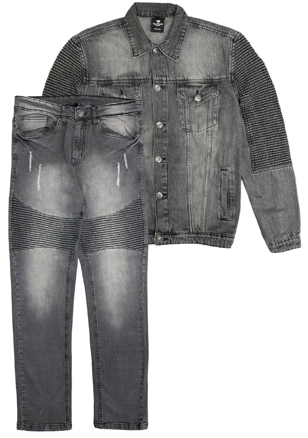 Men's Biker Denim Jean Suit Classic Jacket with Standard Athletic Fit ...