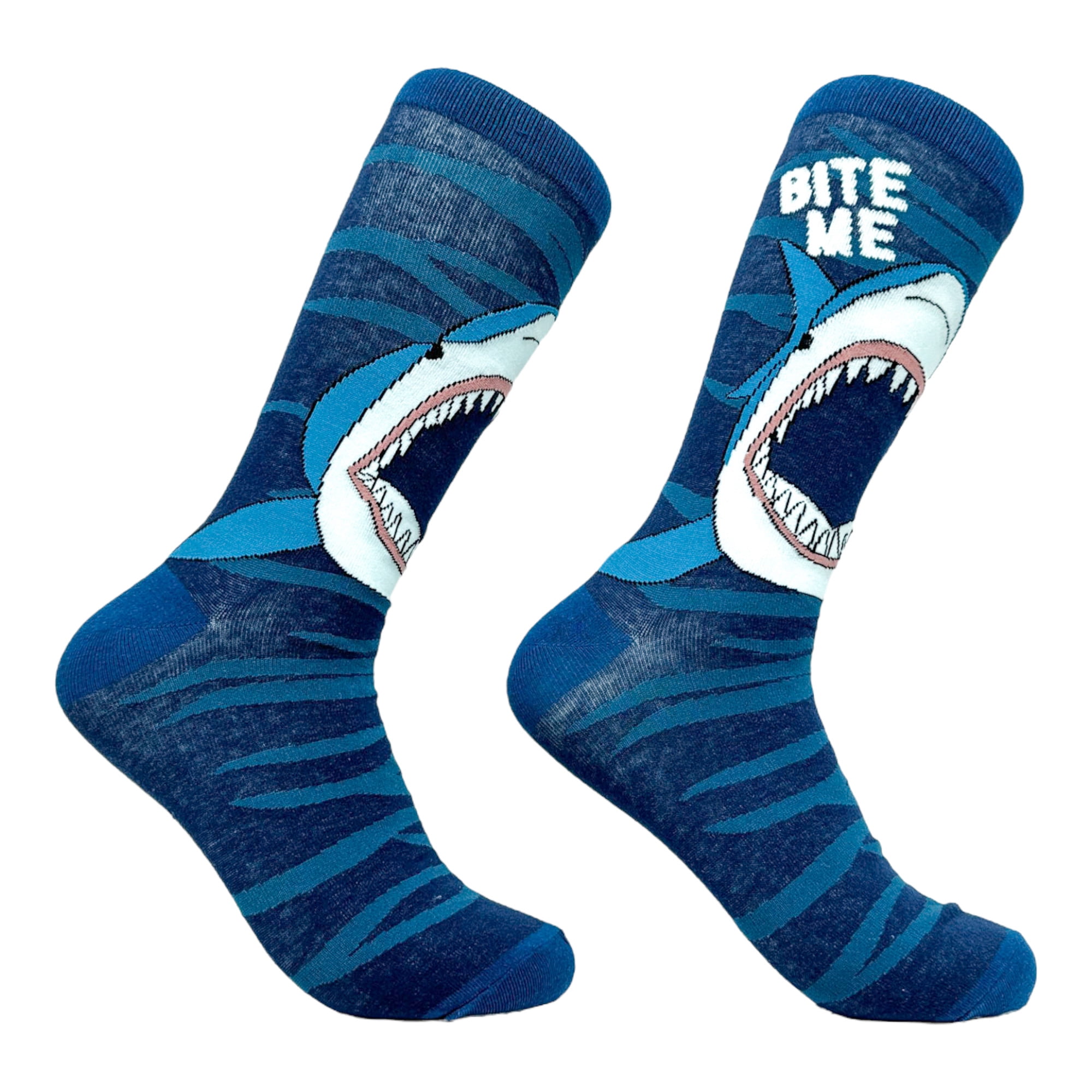 Men's Bite Me Socks Funny Deep Sea Shark Attack Footwear - Walmart.com