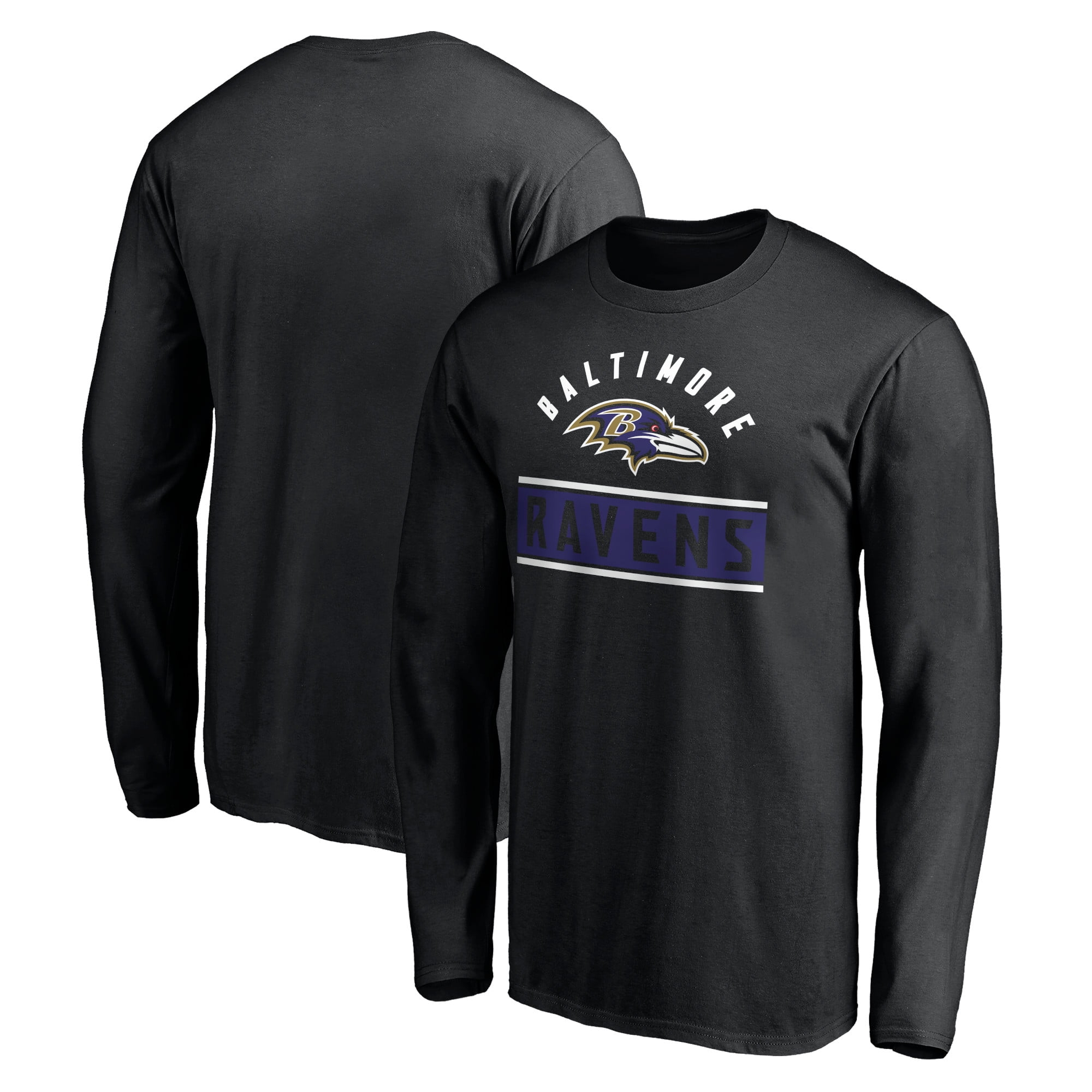 Men's Black Baltimore Ravens Team Arch Knockout Long Sleeve T-Shirt ...