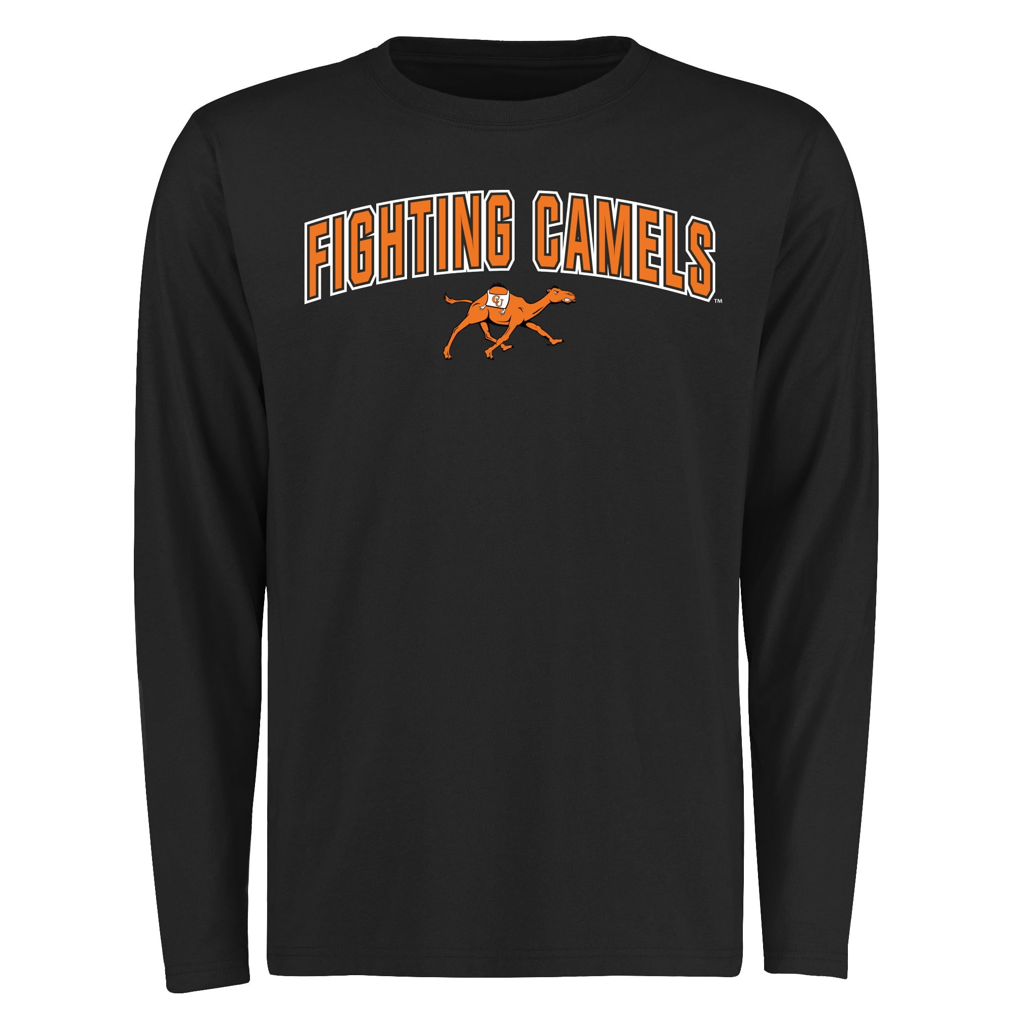 Men's Black Campbell Fighting Camels Proud Mascot Long Sleeve T-Shirt ...