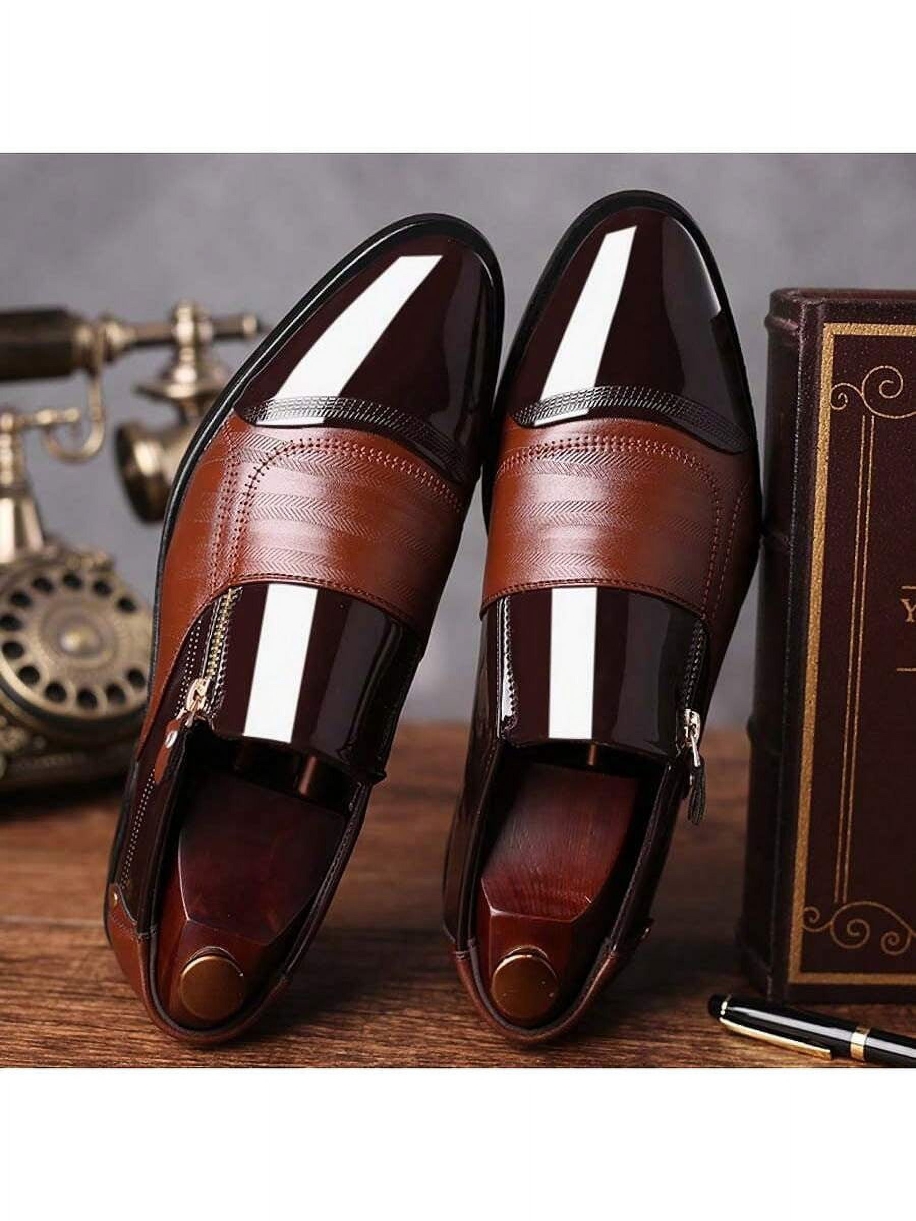 Men‘s Black Color Block Formal Shoes - Walmart.com