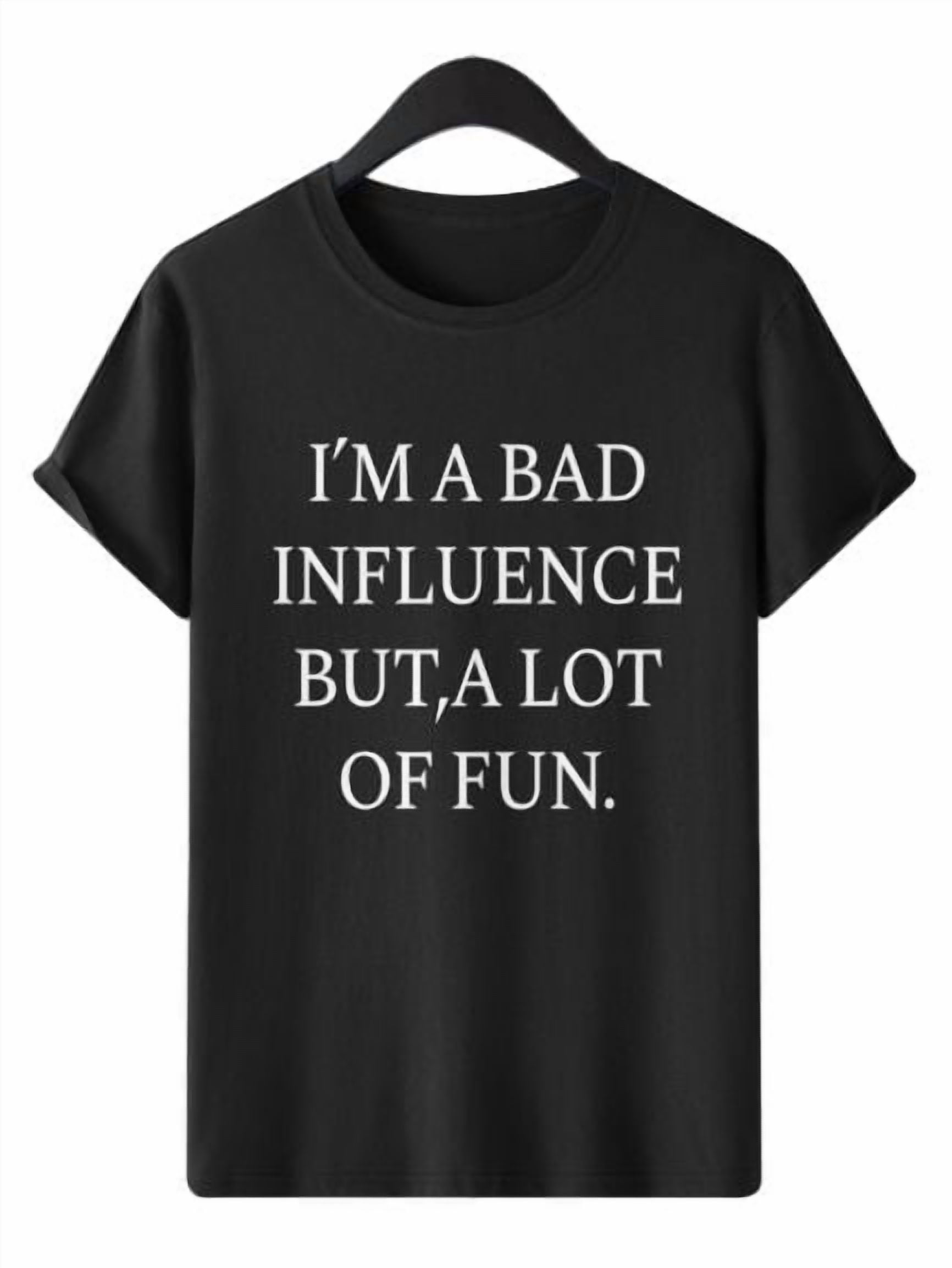 Men's Black Cotton T-Shirt: Fun "Bad Influence" Graphic - Walmart.com