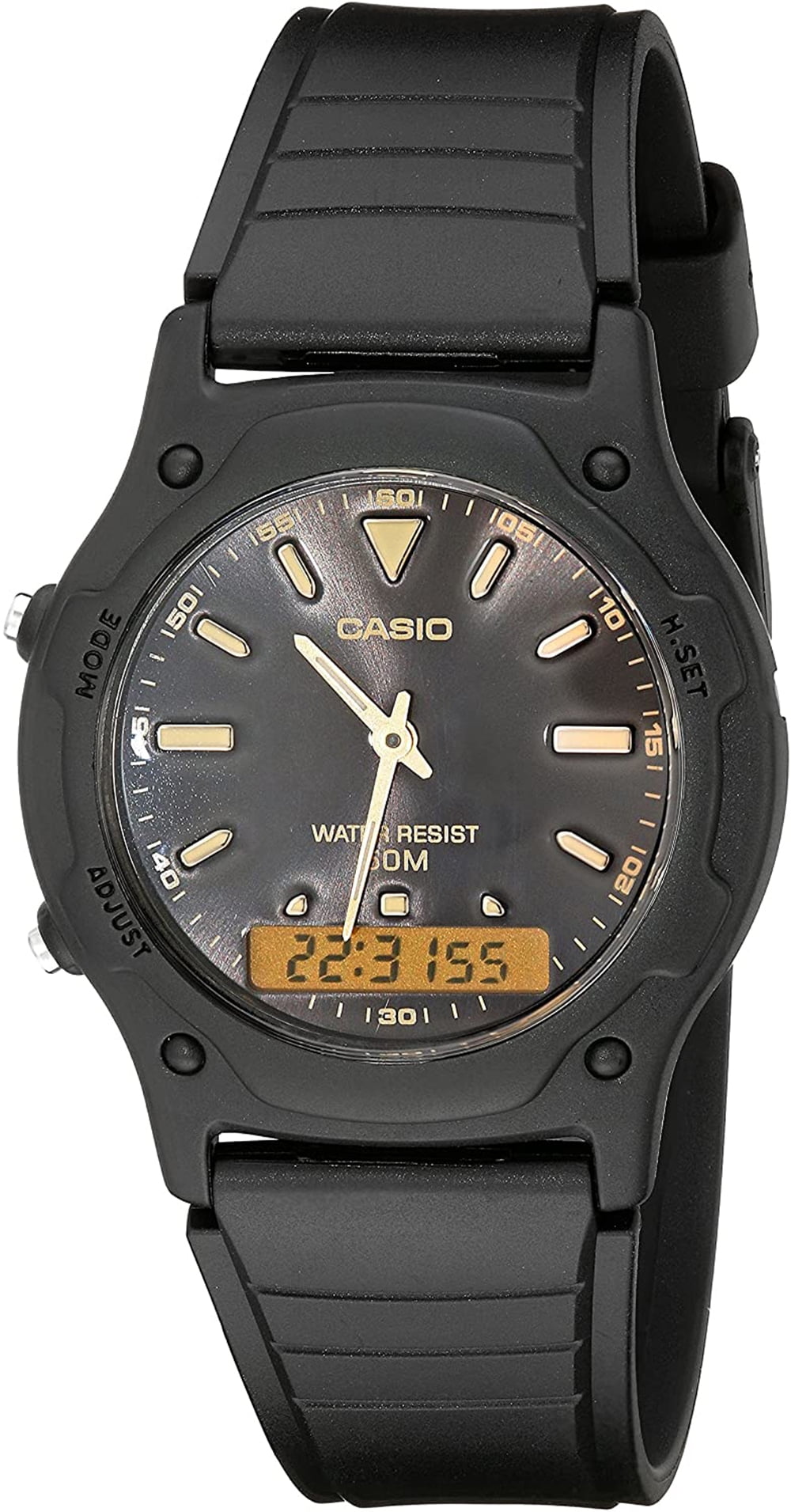 Men's Black Dial Ana-Digi Watch, Black Resin Strap - Walmart.com