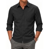 Men's Black Dress Shirts Business Casual for Men Long Sleeve Button ...