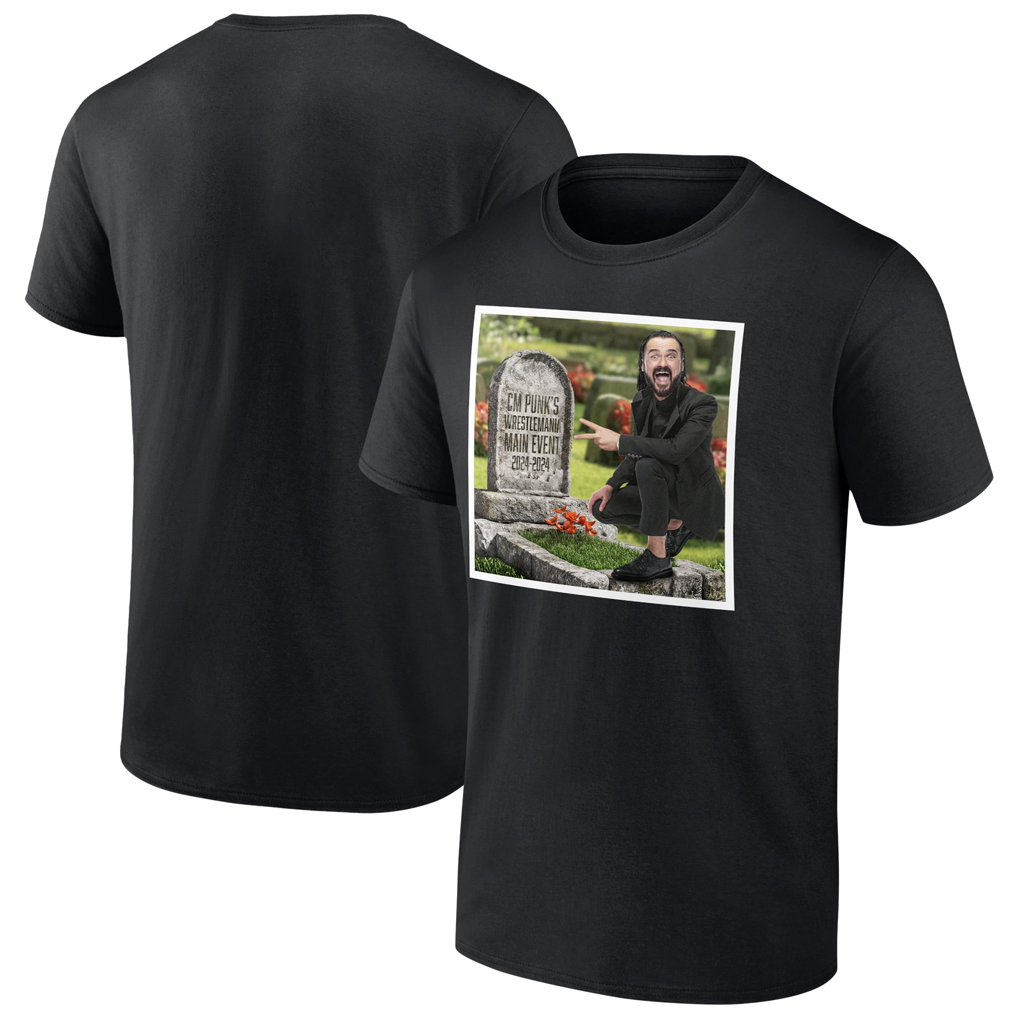 Men's Black Drew McIntyre Peace Sign Pose T-Shirt - Walmart.com