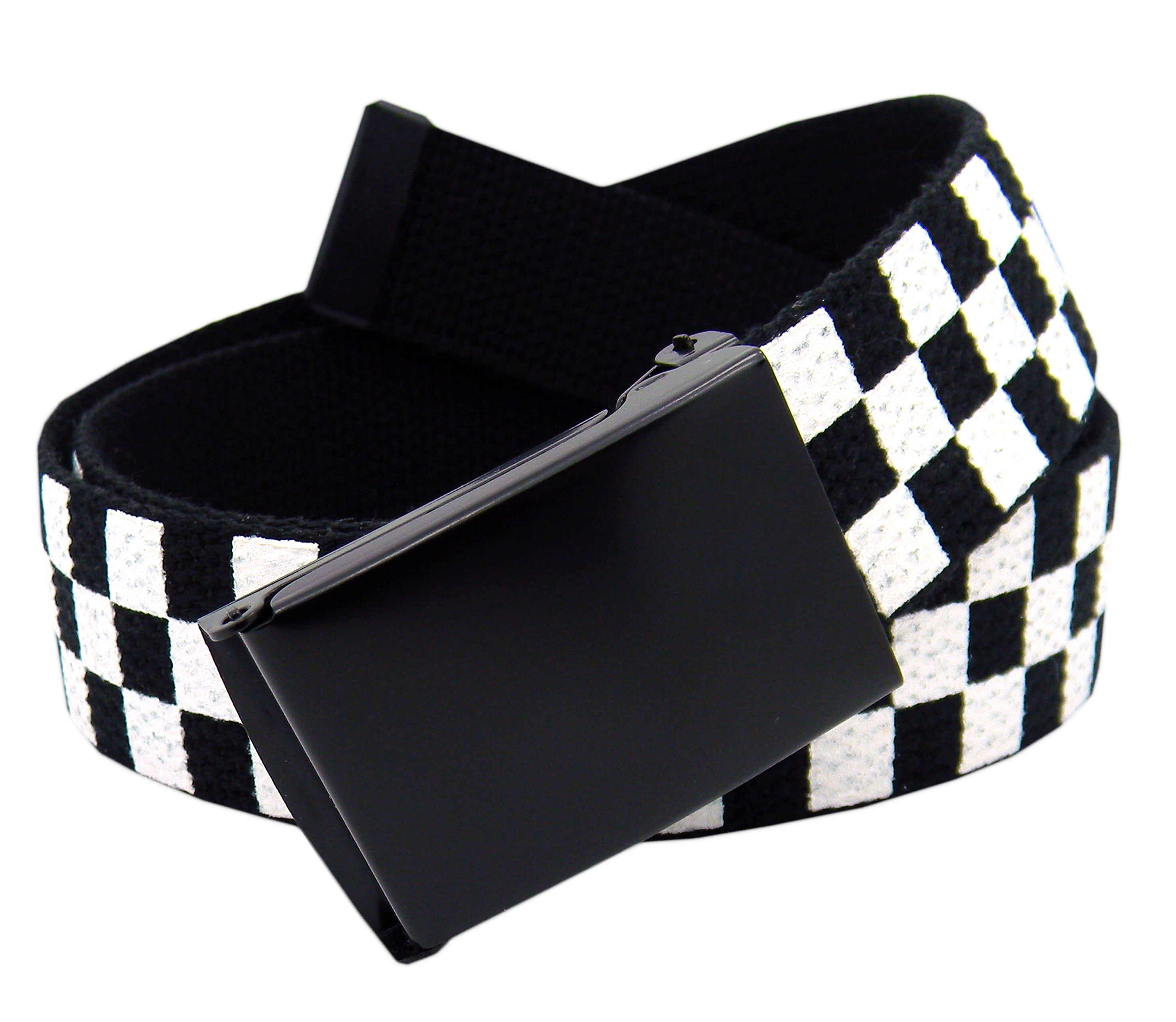 Men's Black Flip Top Military Belt Buckle with Canvas Web Belt Medium ...