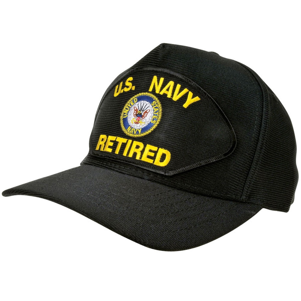 Men's Black High Profile US Navy Retired USA Made Hat - Walmart.com