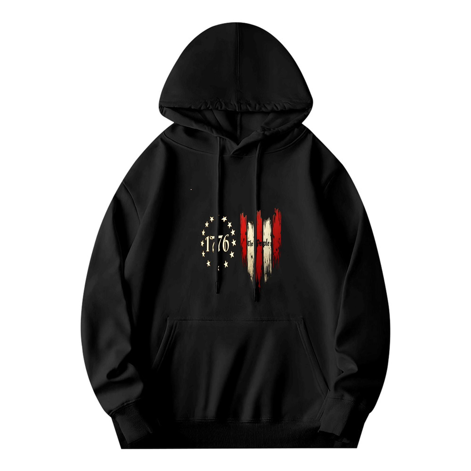 Men's Black Hoodie with Militia Badge & American Flag Design ' 1770 ...