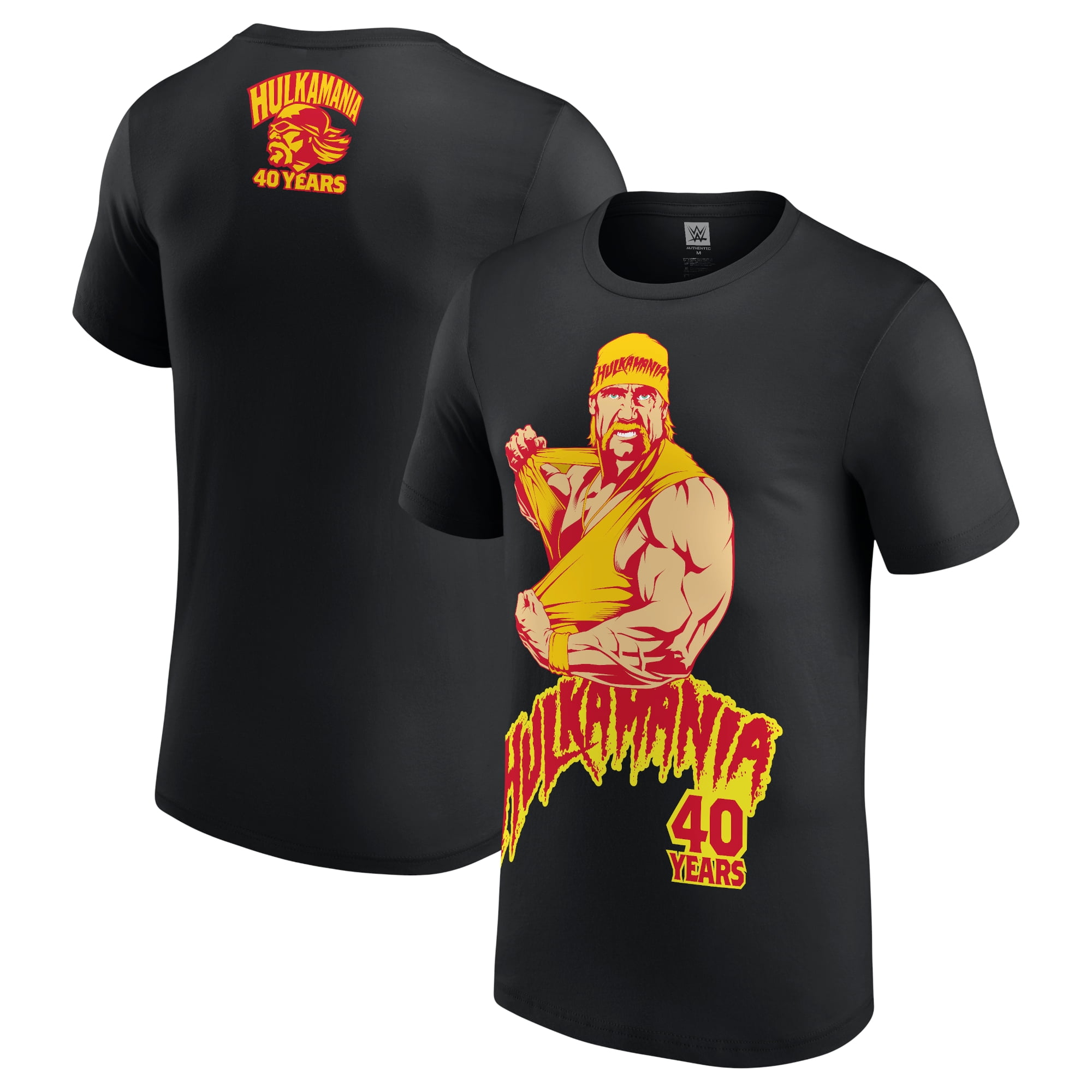 Men's Black Hulk Hogan 40 Years Ripping Shirt T-Shirt - Walmart.com