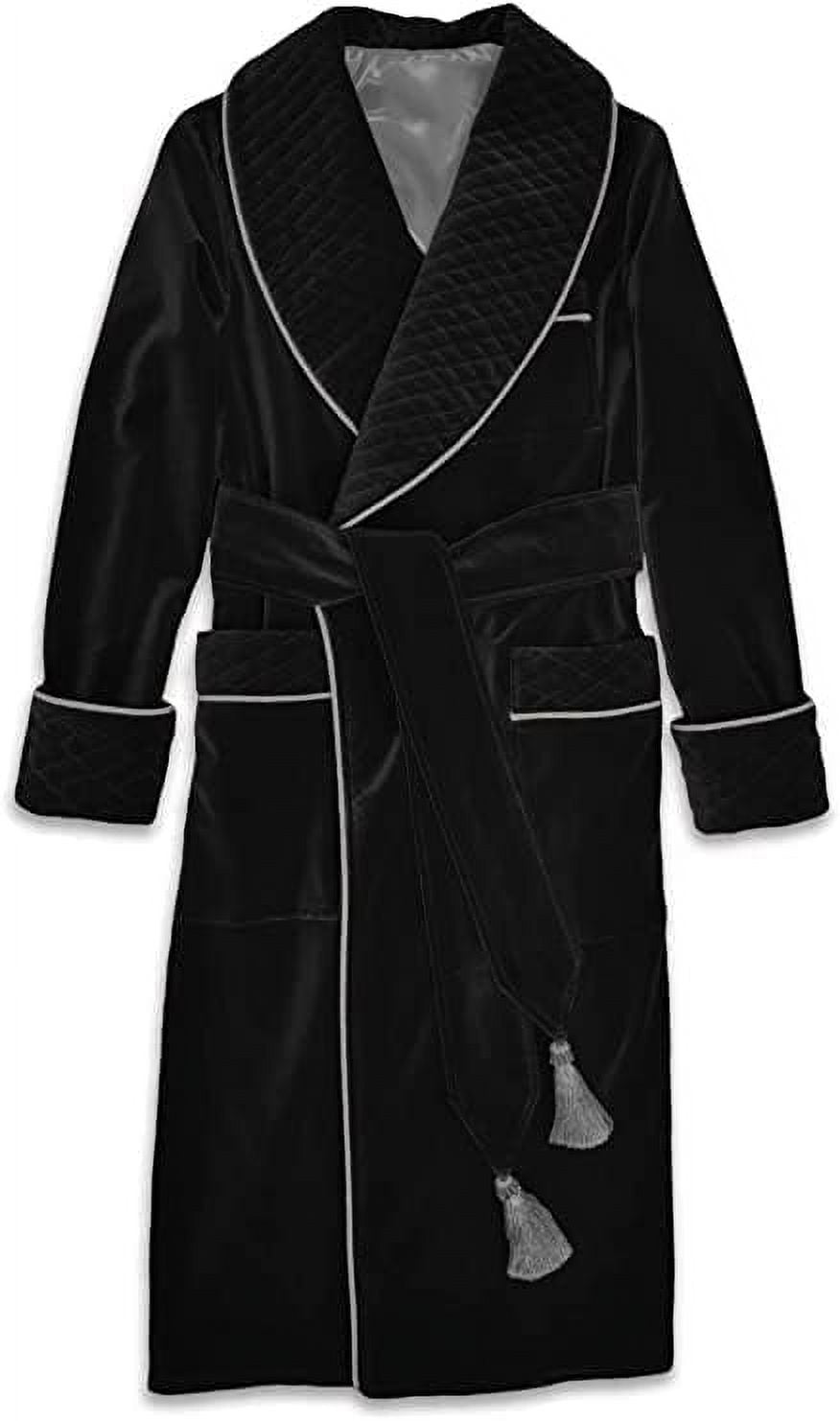 Men's Black Long Smoking Jacket, Men Black Velvet Smoking House Wear ...