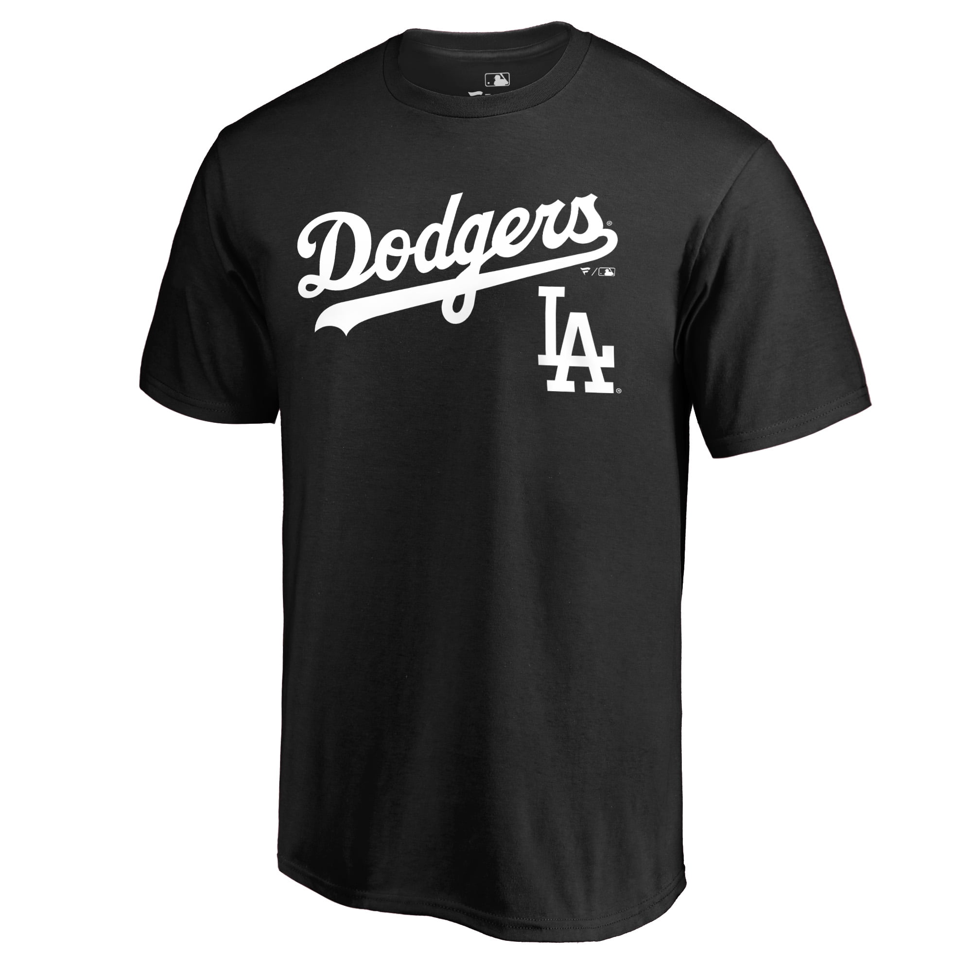 MLB Men's Fanatics Black Los Angeles Dodgers T-Shirt, 100% Cotton, Crew ...