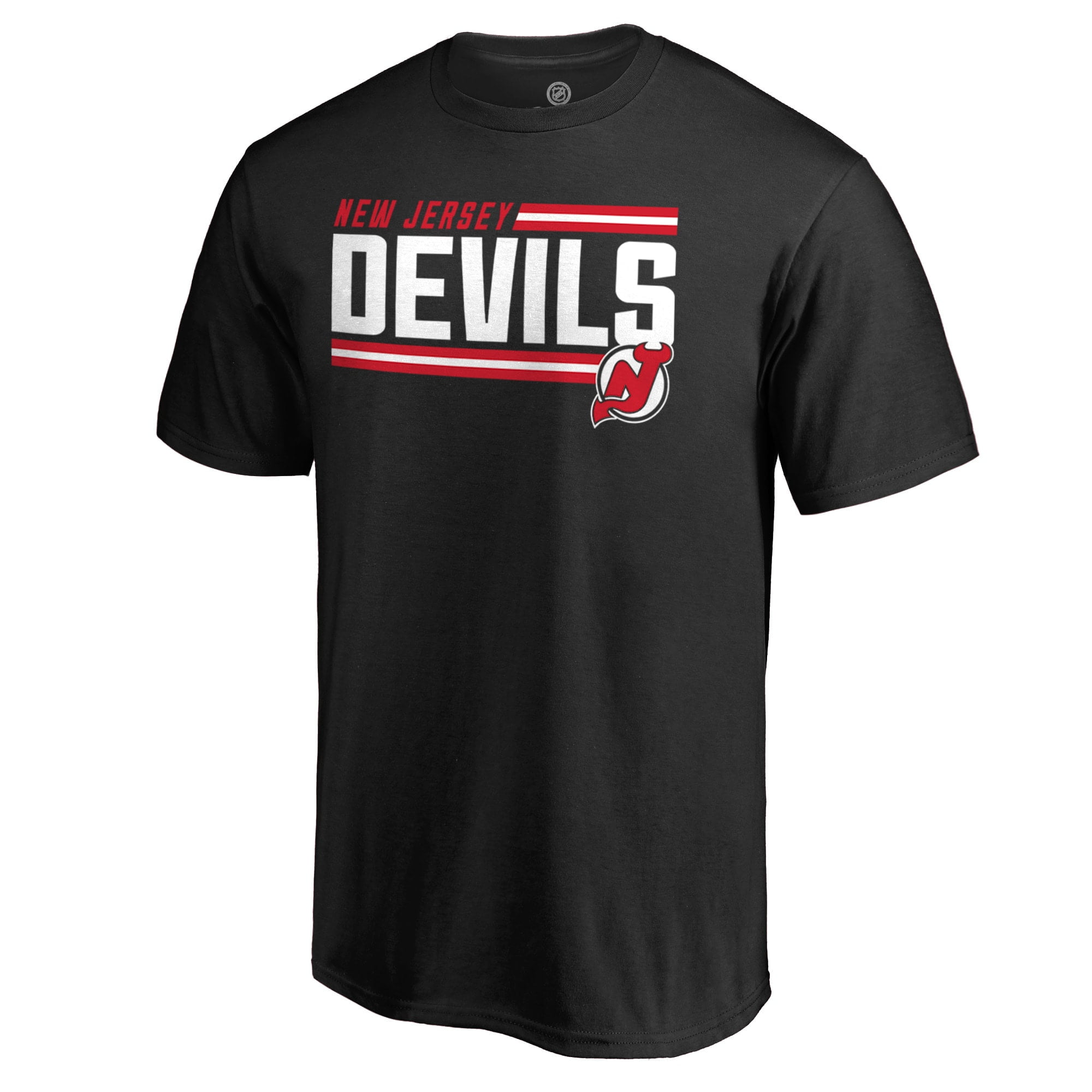 Men's Black New Jersey Devils Iconic Collection On Side Stripe T-Shirt ...