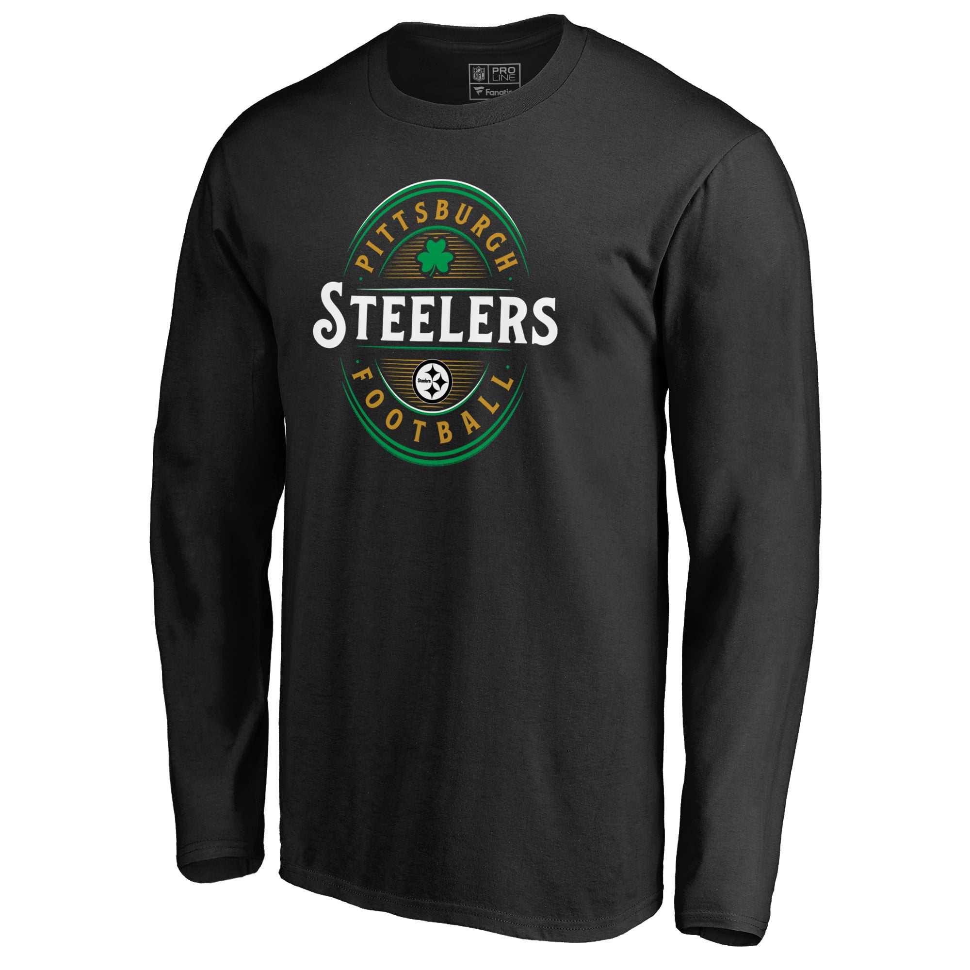 Men's Black Pittsburgh Steelers Forever Lucky Long Sleeve T-Shirt ...