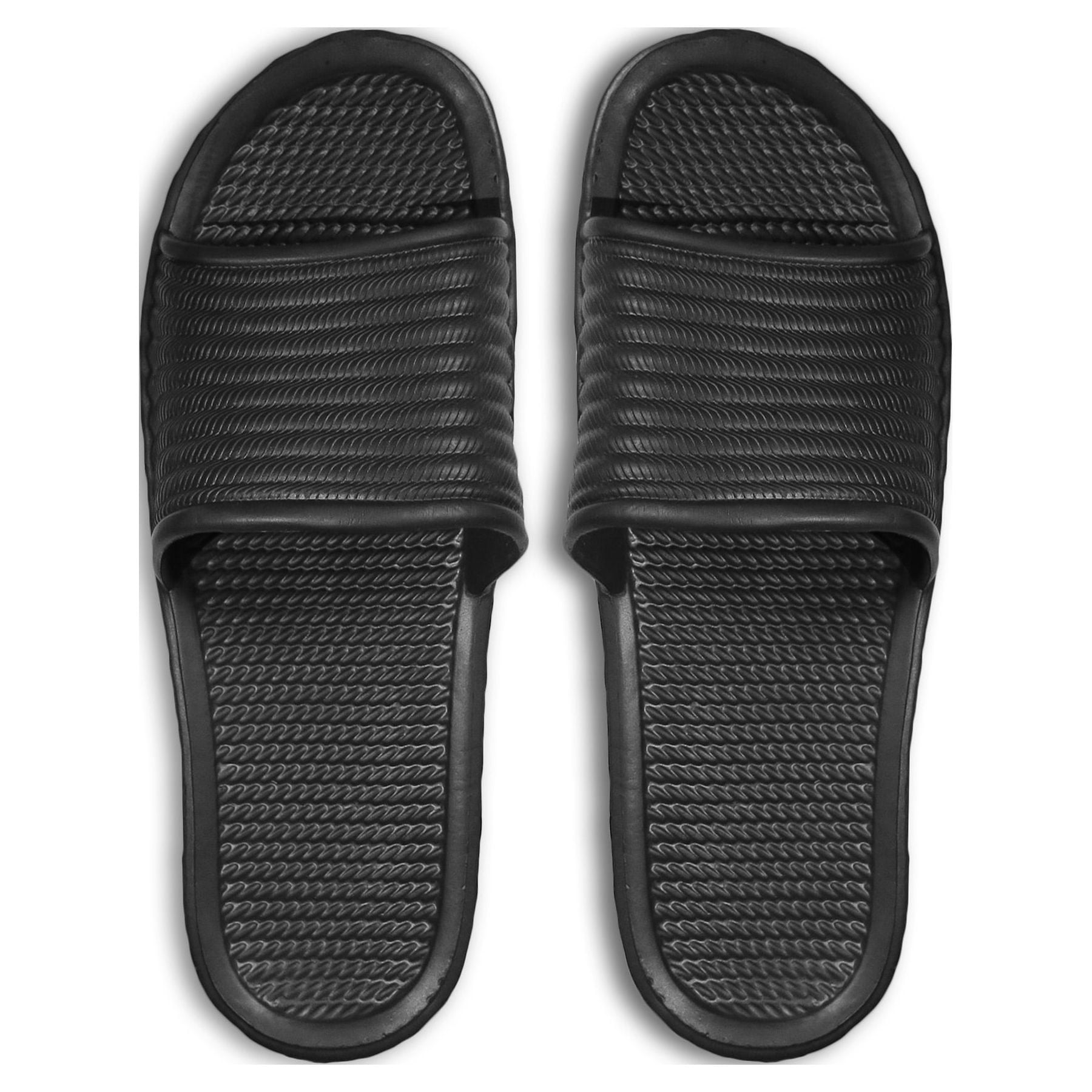 Men's Black Poolside Slip On Spa Slide Shower Sandals (S) - Walmart.com