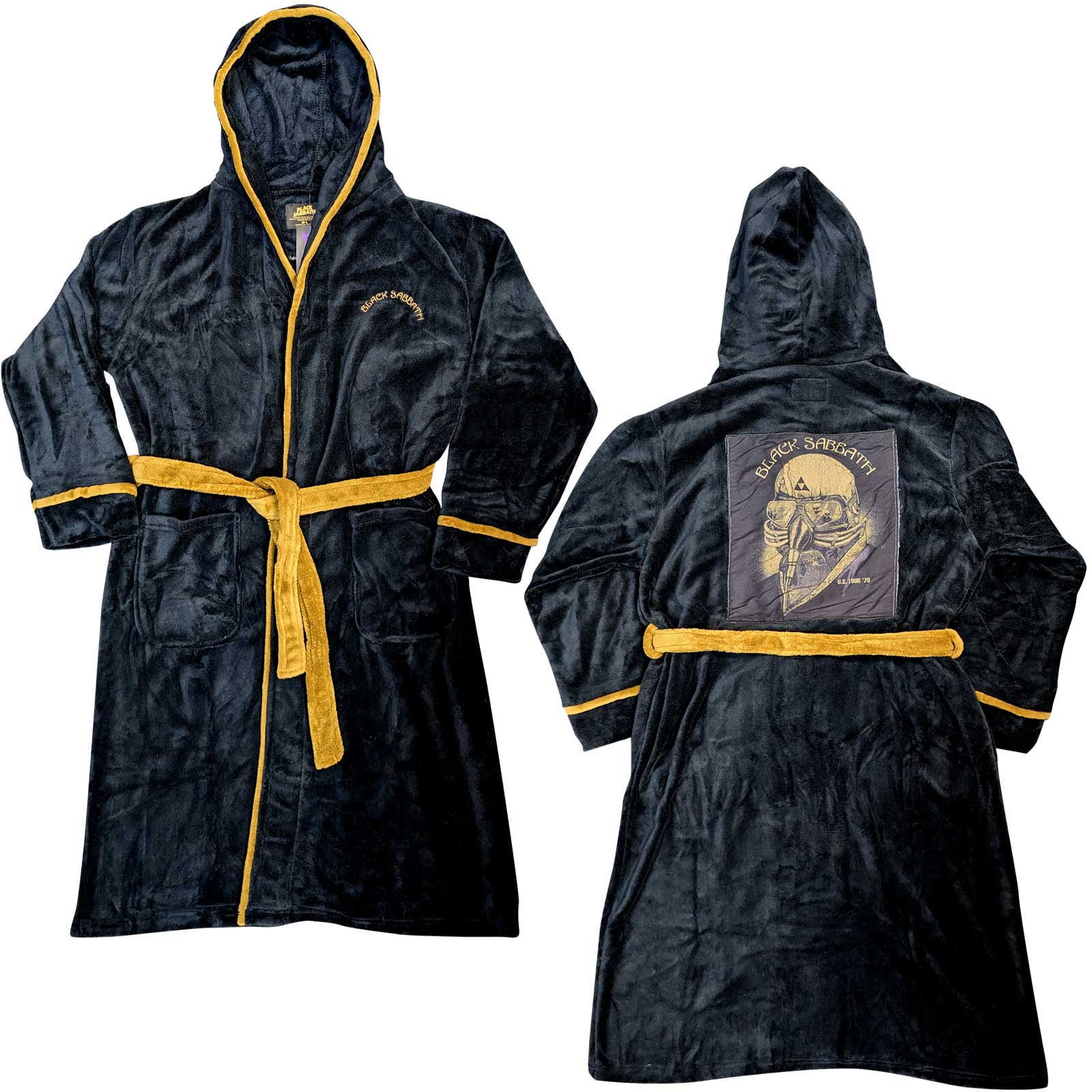 Men's Black Sabbath Us Tour 78 Avengers Bath Robe Large/X-Large Black ...