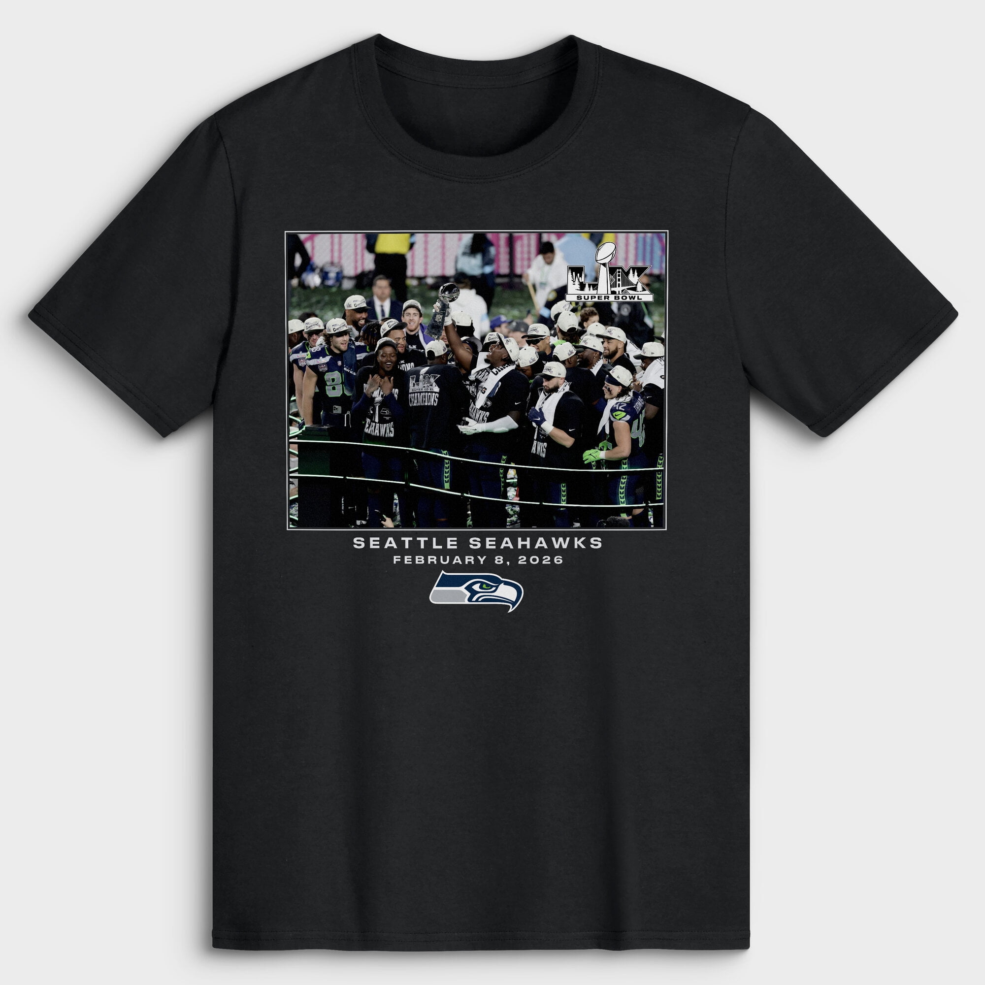 Men's Black Seattle Seahawks NFL Flash Features Super Bowl LX T-Shirt ...