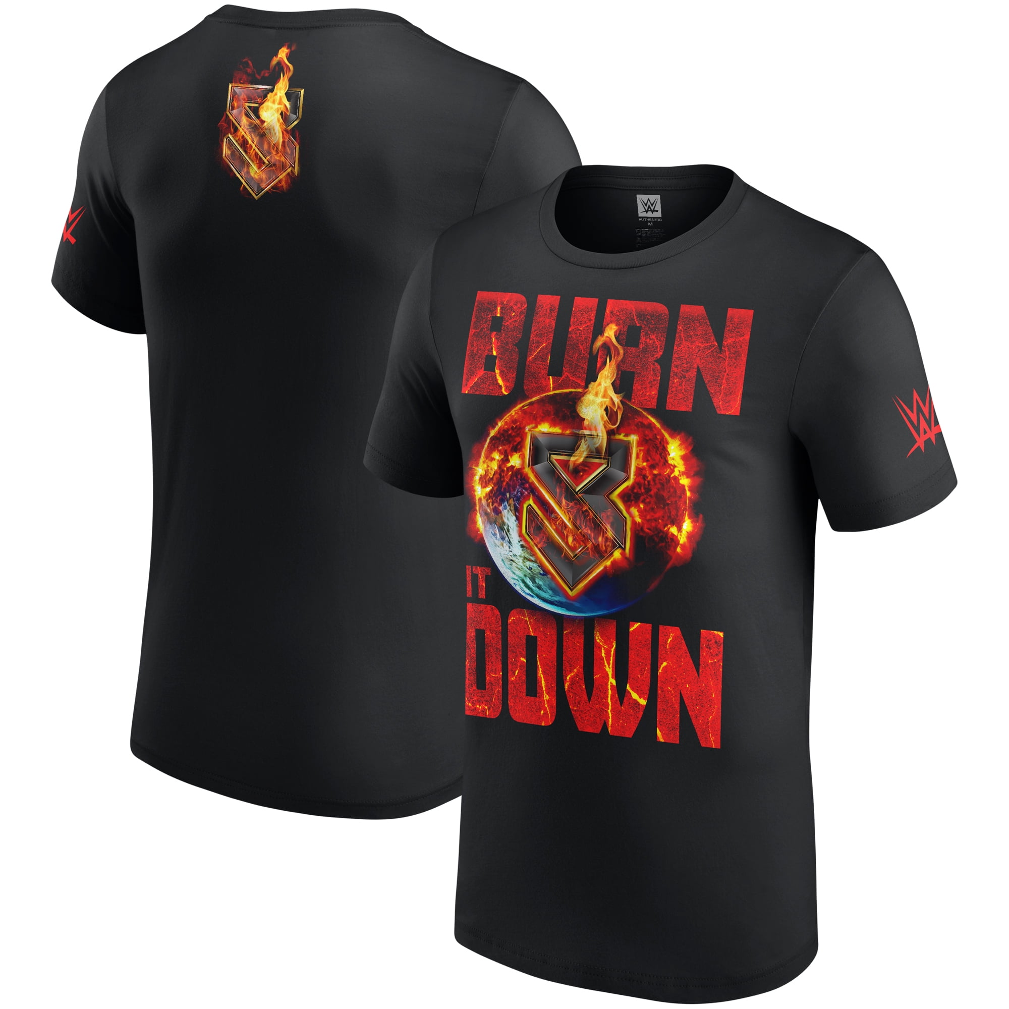 Men's Black Seth Rollins Burn It Down T-Shirt - Walmart.com
