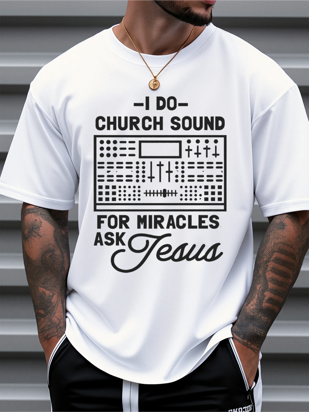 Men's Black Short Sleeve T-Shirt - Loose Fit Church Staff Tee with "I ...