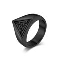 Men's Black Stainless Steel Valknut Ring - Nordic Viking Triangle Band ...