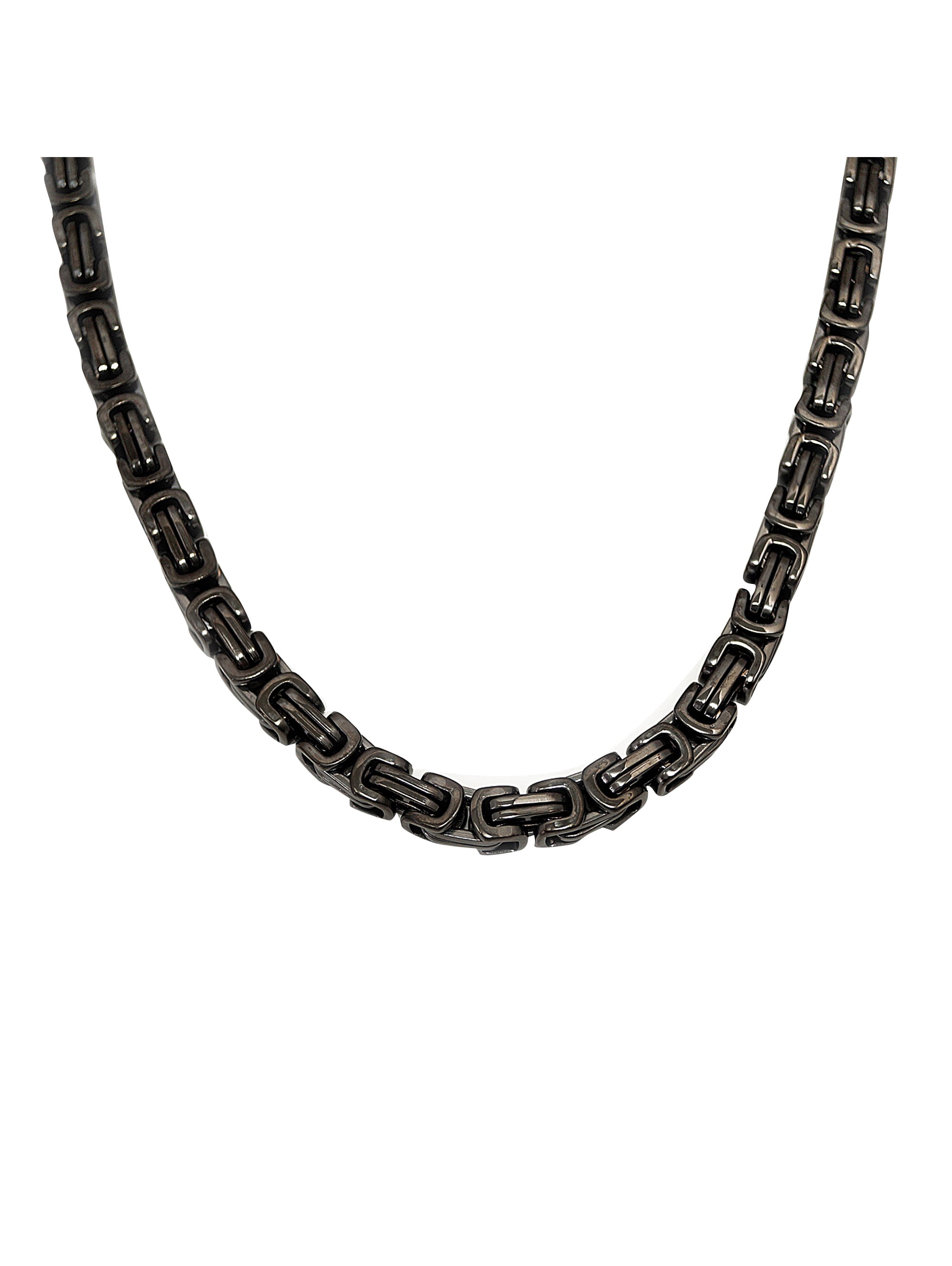 Men's Black Steel Square Byzantine Chain, 24" - Walmart.com