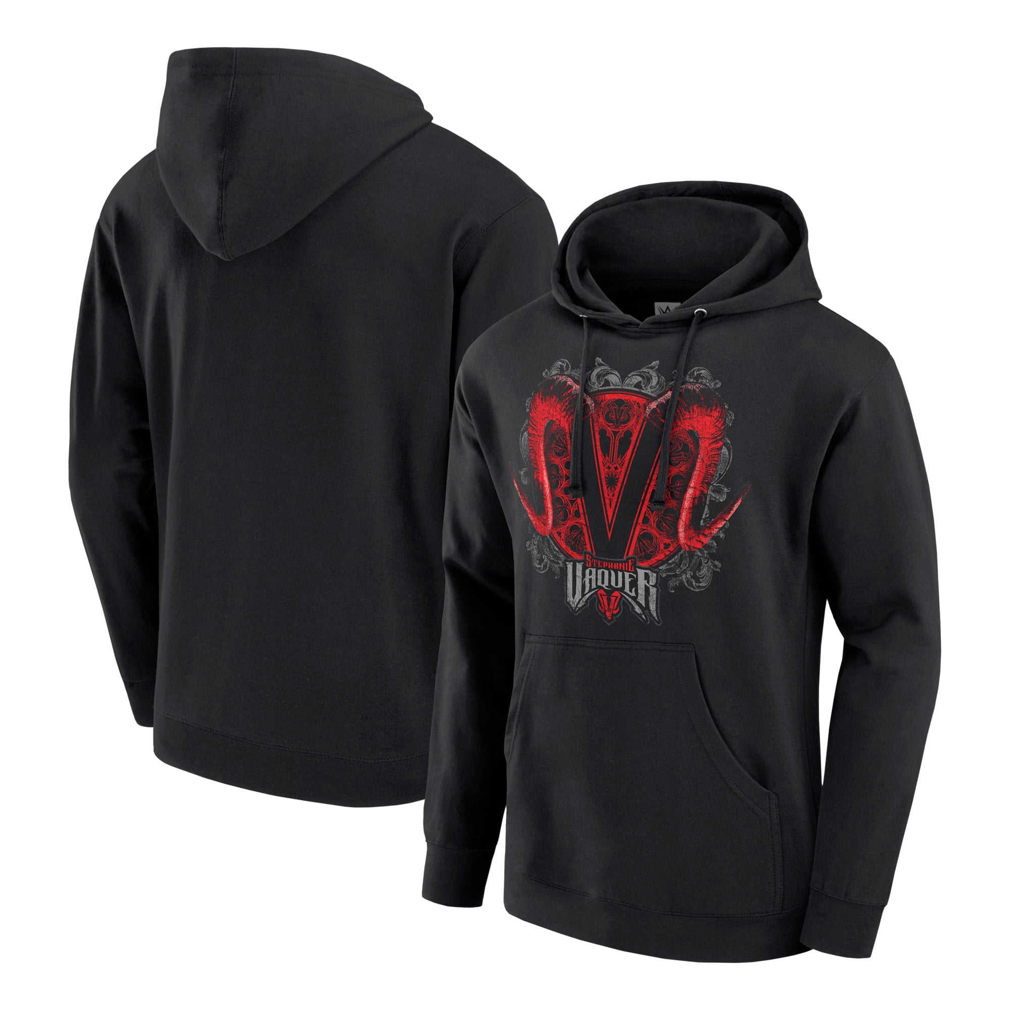 Men's Black Stephanie Vaquer V Logo Pullover Hoodie - Walmart.com
