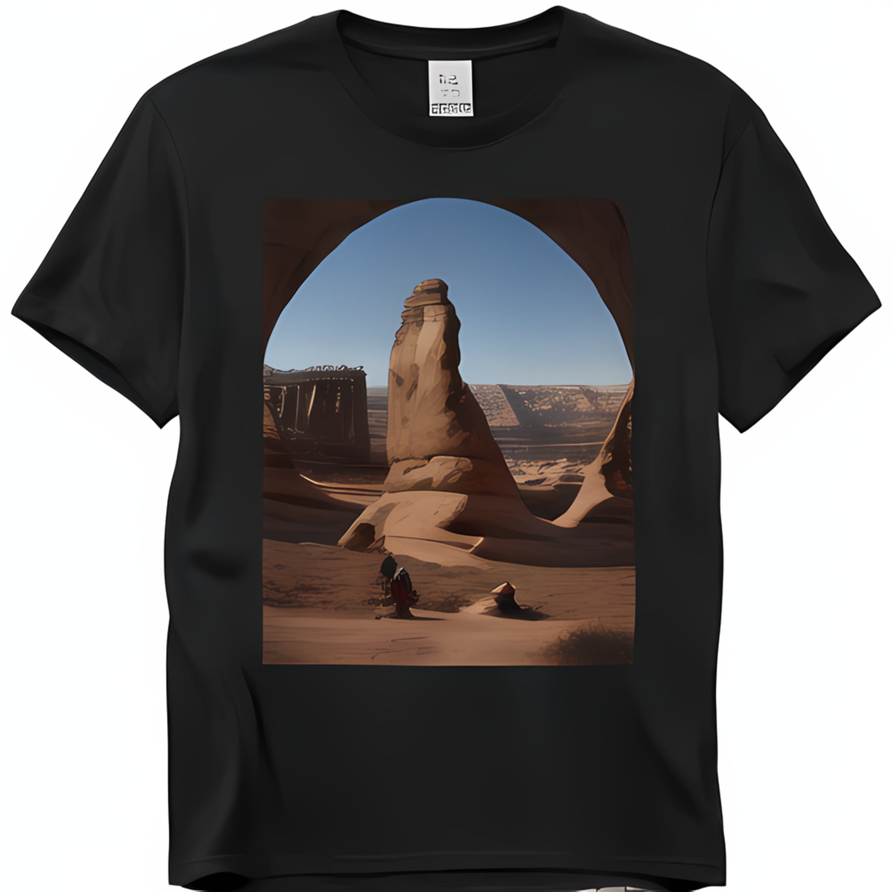 Men's Black T-Shirt: Stunning Desert Arch Scene with People Rock ...