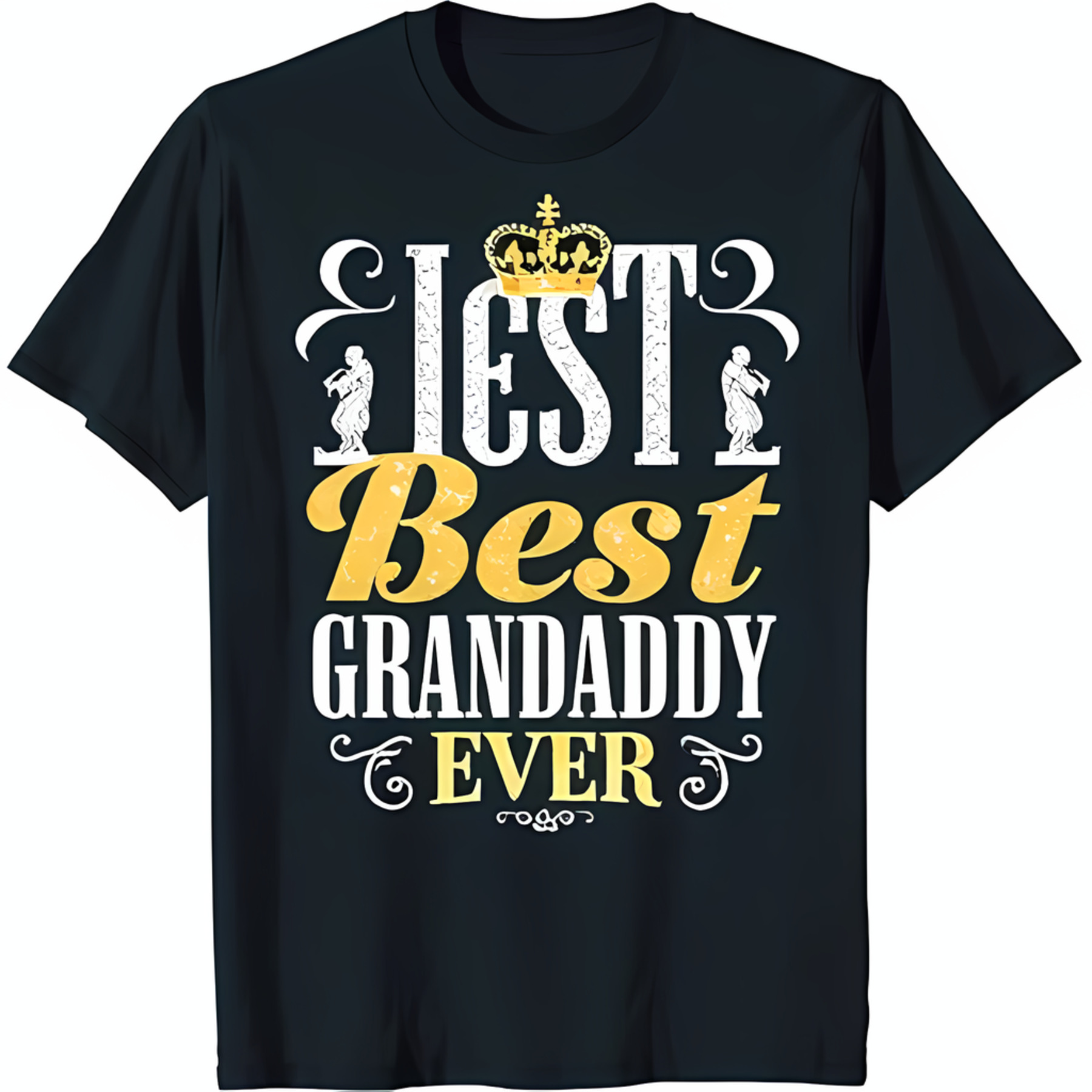 Men's Black T-Shirt 'The Best Grandaddy ' Graphic with Gold Crown ...