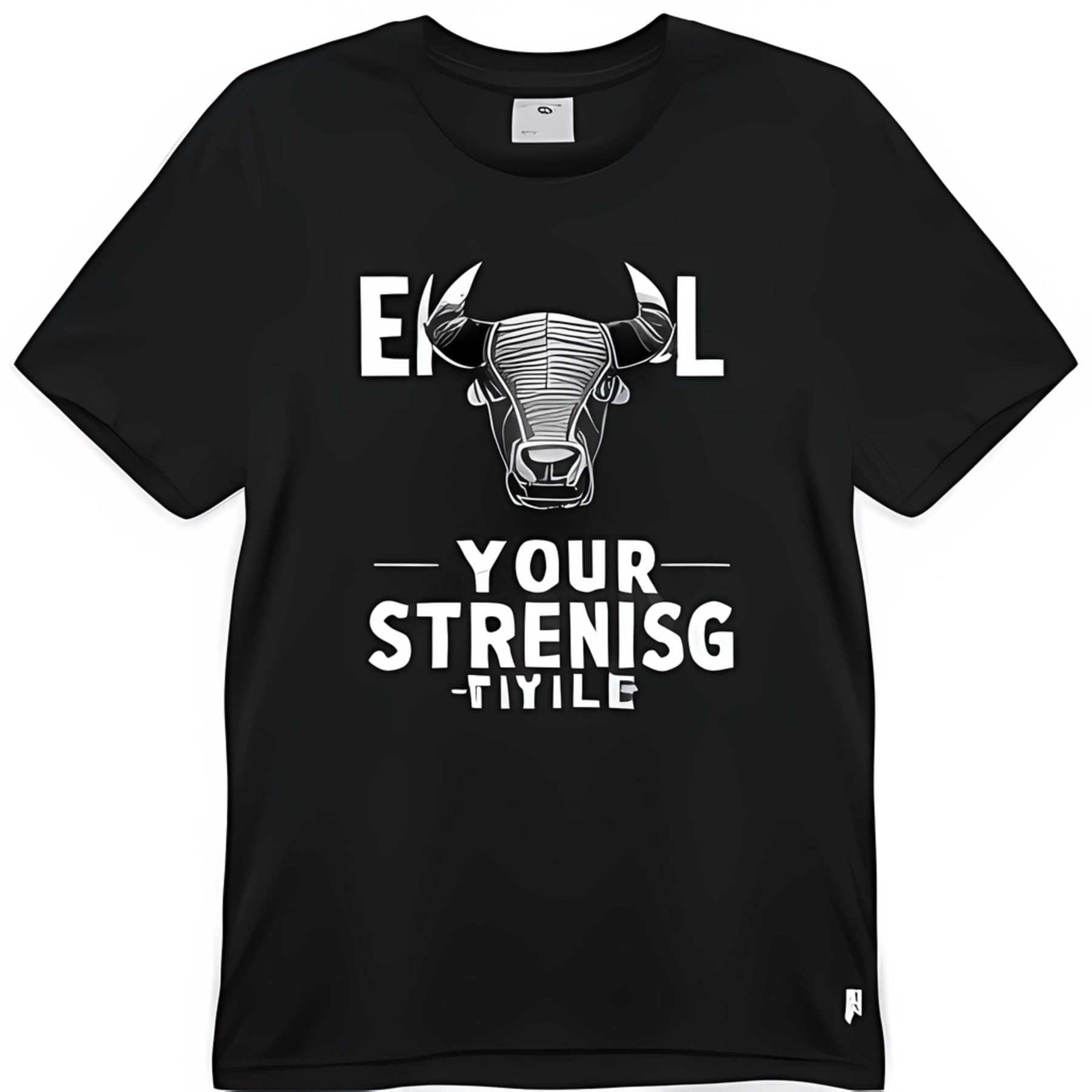 Men's Black T-Shirt with Angry Bull Head Print and 'Matt EOLD YOUR ...