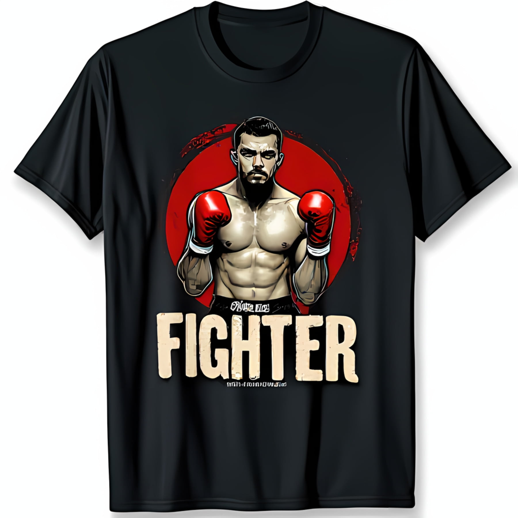 Men s Black T-Shirt with Bold Boxer Graphic and Fighter Text for Boxing ...