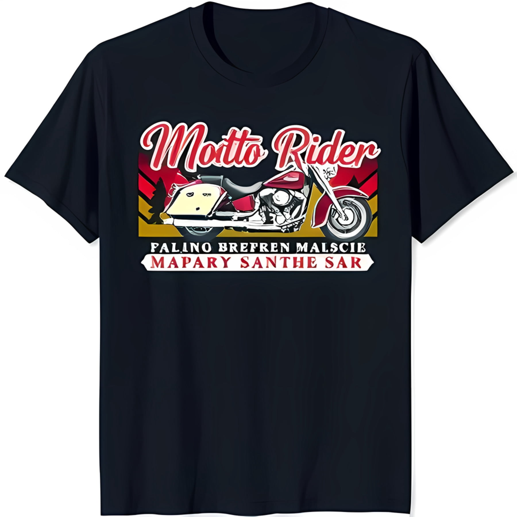 Men's Black T-Shirt with Bold Red Motorcycle Graphic & 'Motto Rider ...