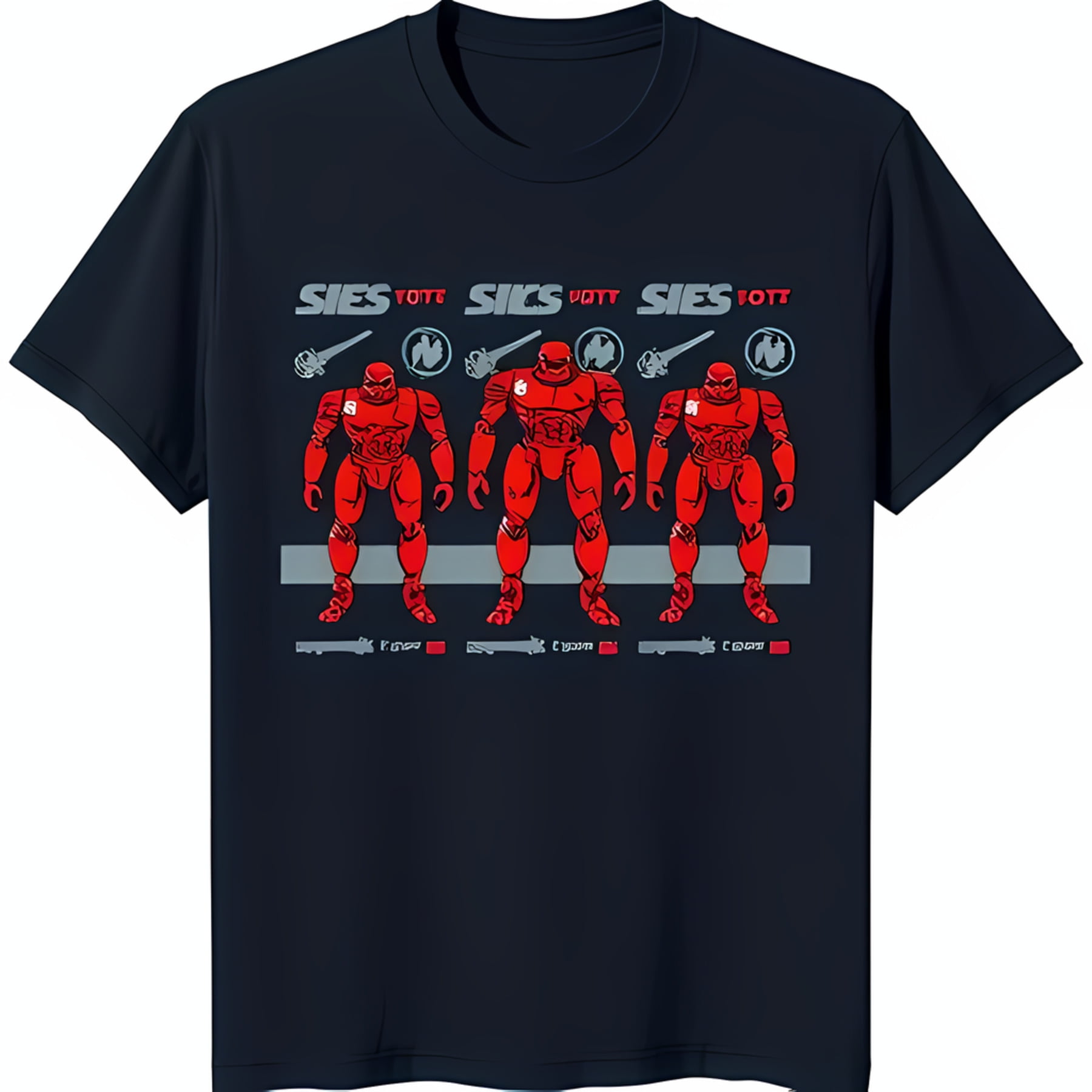 Men's Black T-Shirt with Bold Red Robot Graphic and 'SIES TOTF' Design ...