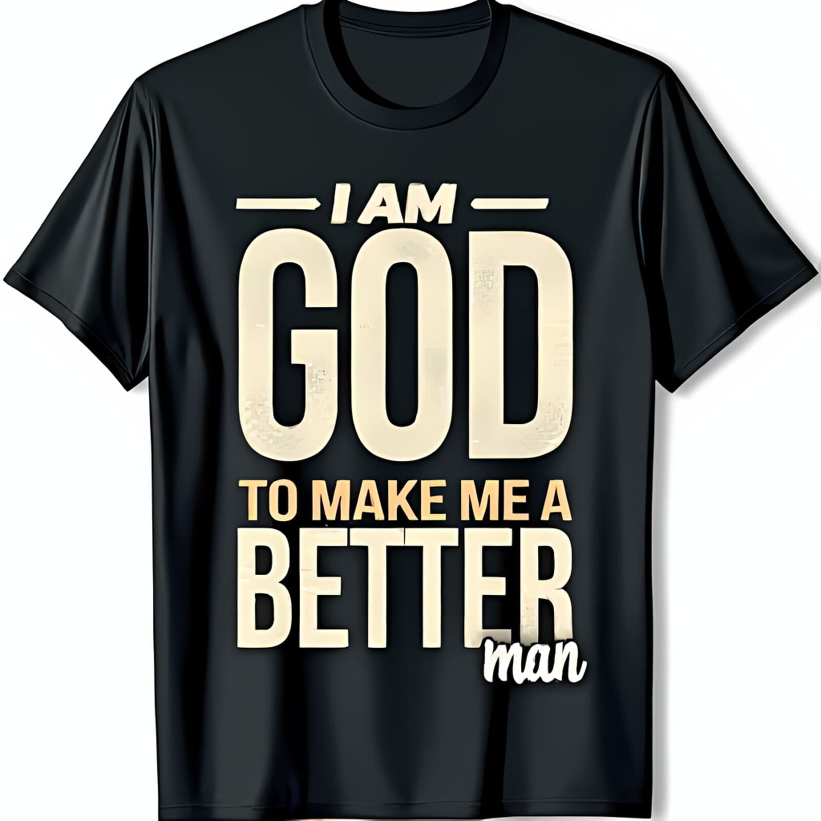 Men's Black T-Shirt with Bold Vintage Slogan I am God to Me a Better ...