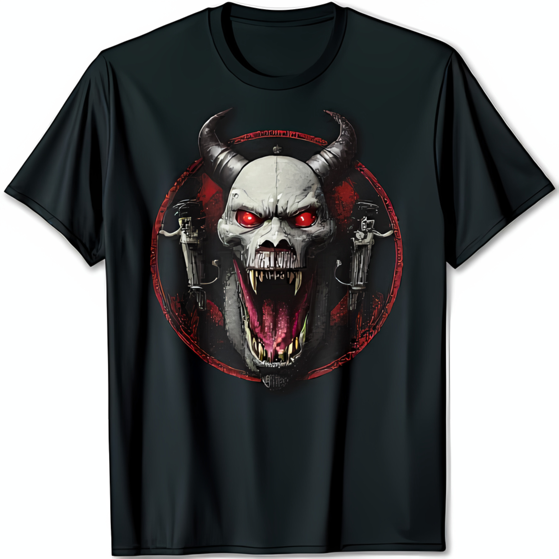Men's Black T-Shirt with Demonic Design Glowing Red Eyes - Walmart.com