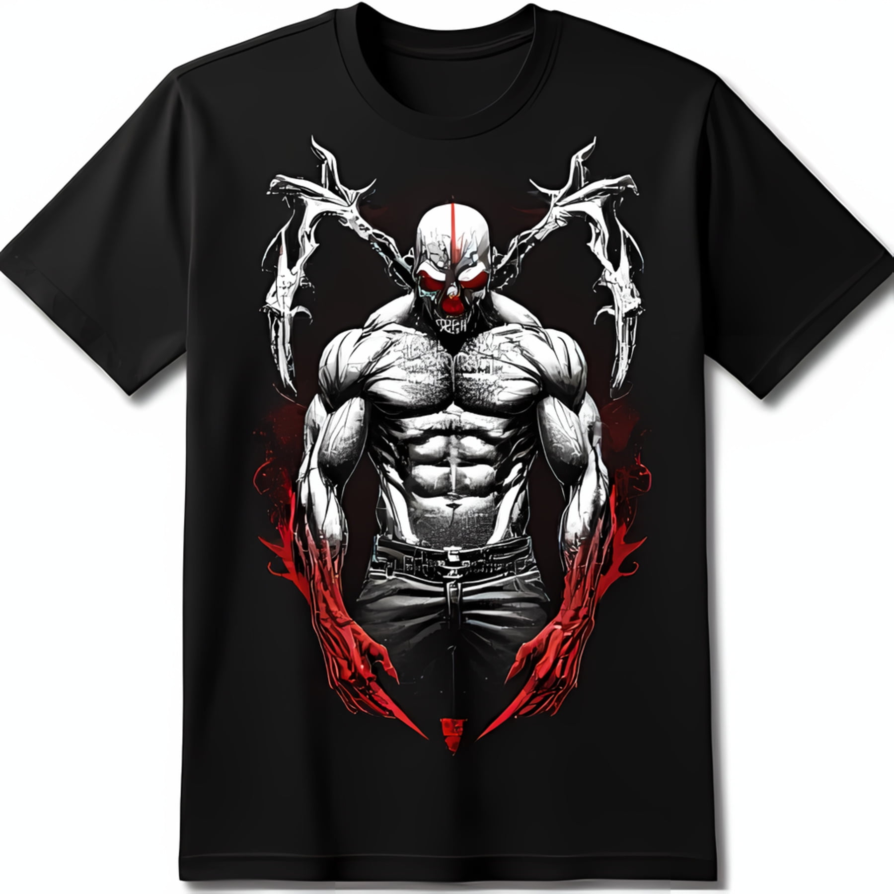 Men's Black T-Shirt with Demonic Figure Design Bold Graphic Tee ...