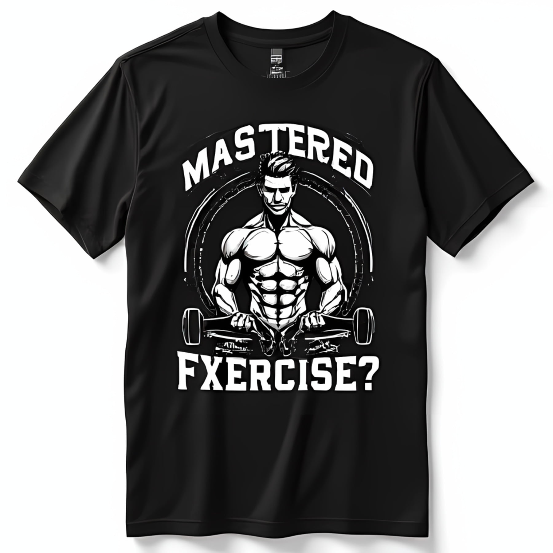 Men's Black T-Shirt with Muscular Weightlifter Graphic Mastered ...
