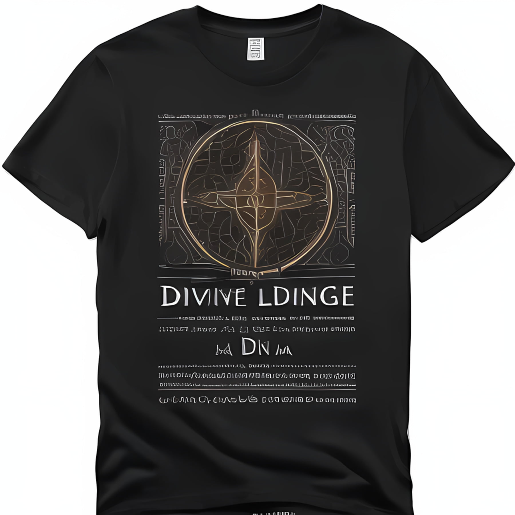 Men's Black T-Shirt with Mystical Script & Geometric Patterns Inspired ...