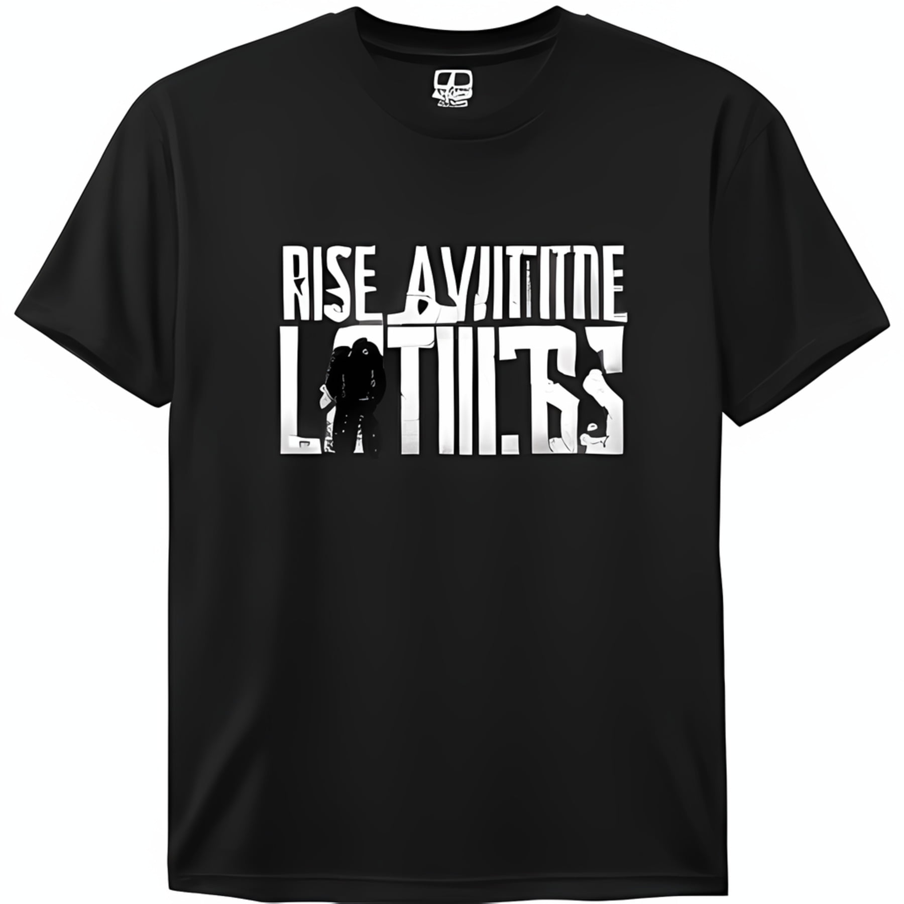 Men's Black T-Shirt with 'Rise Above Kicked Out of Hades' Typography ...