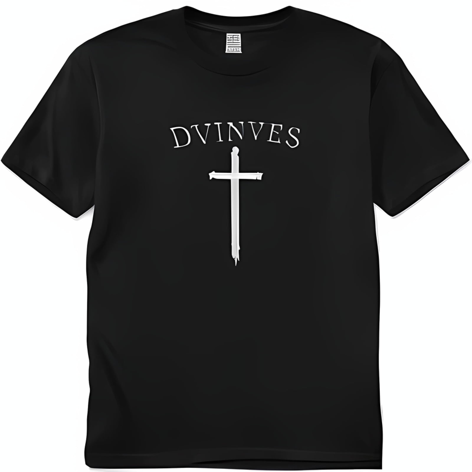 Men's Black T-Shirt with 'The D Caves' and White Cross Illustration ...