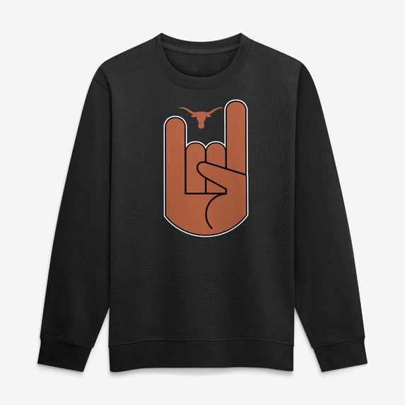 Men's Black Texas Longhorns Hook 'Em Fleece Pullover Sweatshirt ...