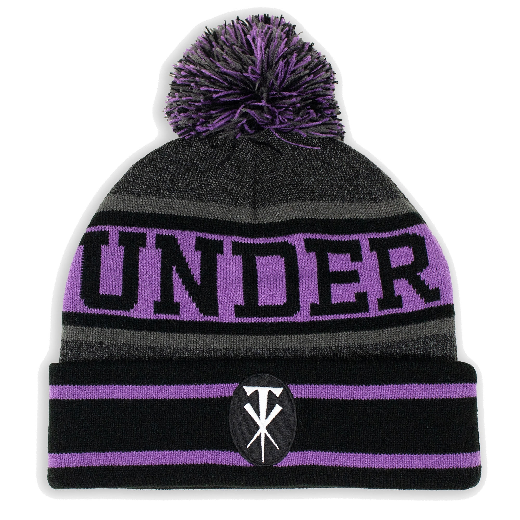 Men's Black The Undertaker Vintage Cuffed Knit Hat with Pom - Walmart.com